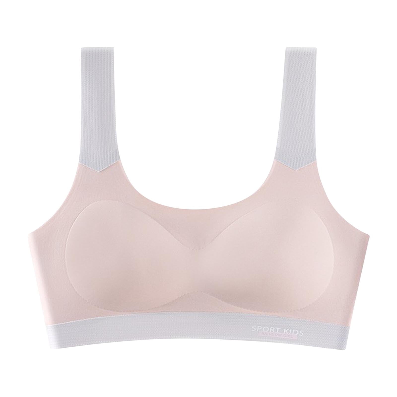 Xfvqtps Girls Sports Bras with Padded Fixed Cup Seamless Soft ...