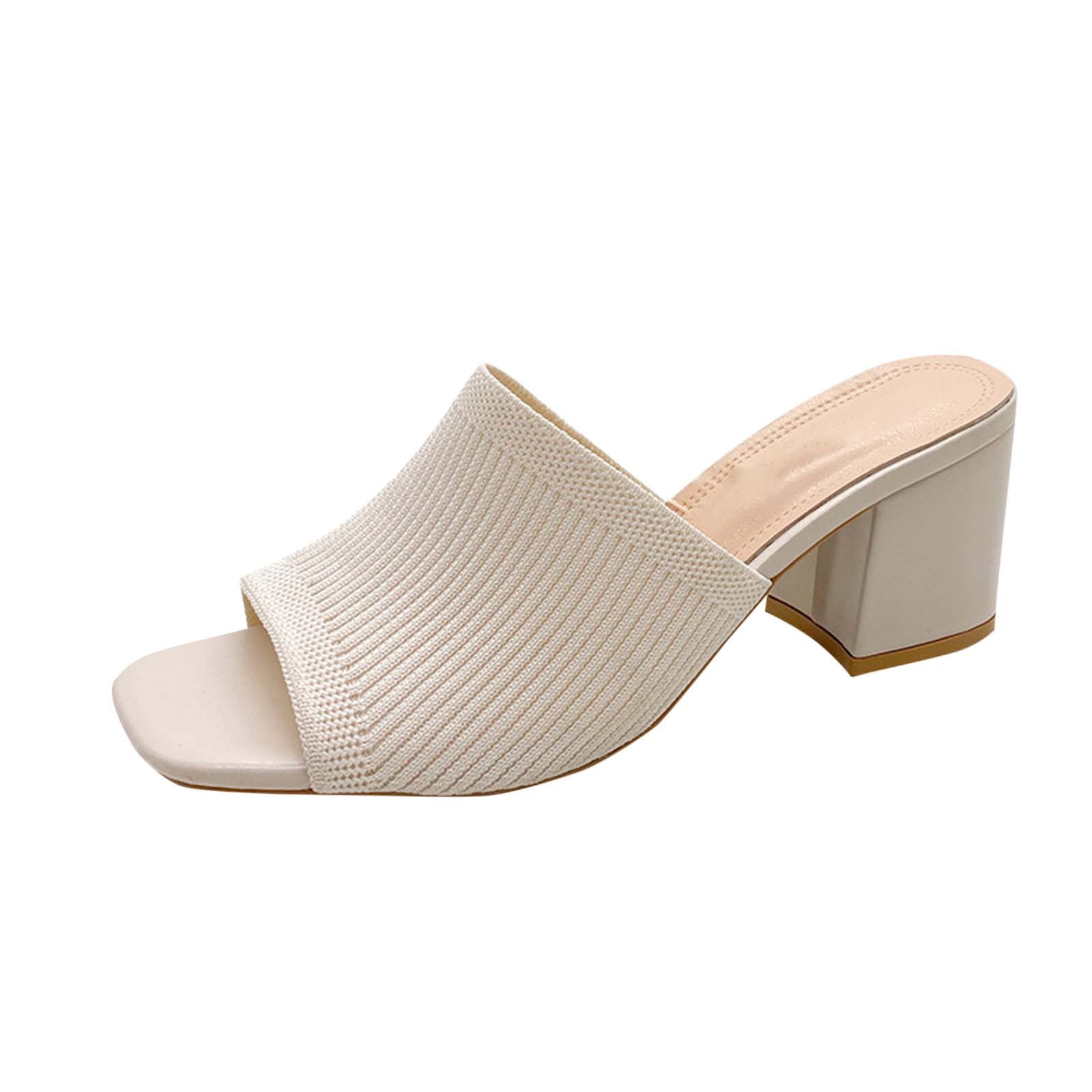 Xfvqtps Heel Sandals for Womens Slide Sandals Block Chunky Heel Peep ...