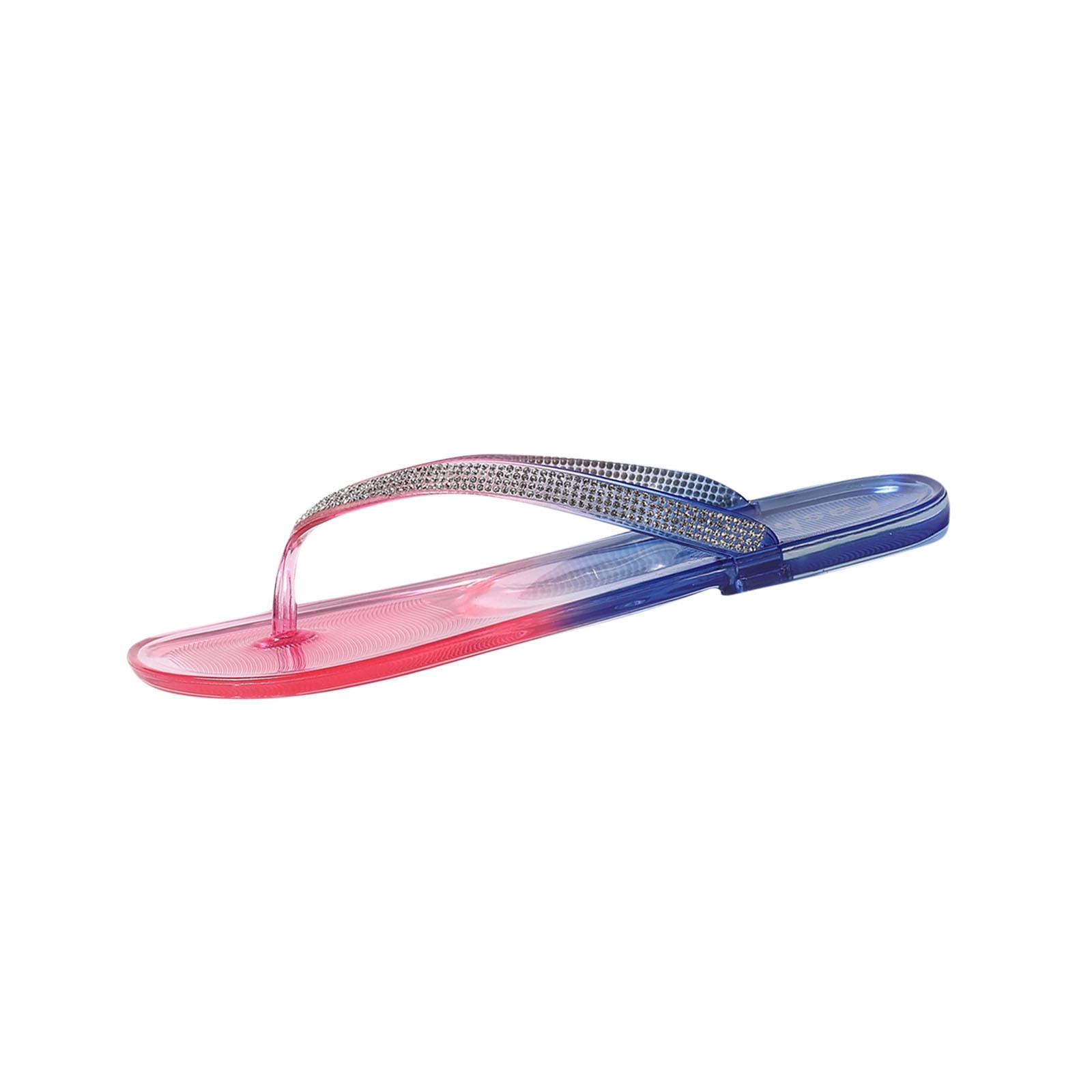 Xfvqtps Jelly Flip Flops for Women Rhinestone Strap Gradient Sole Flat ...
