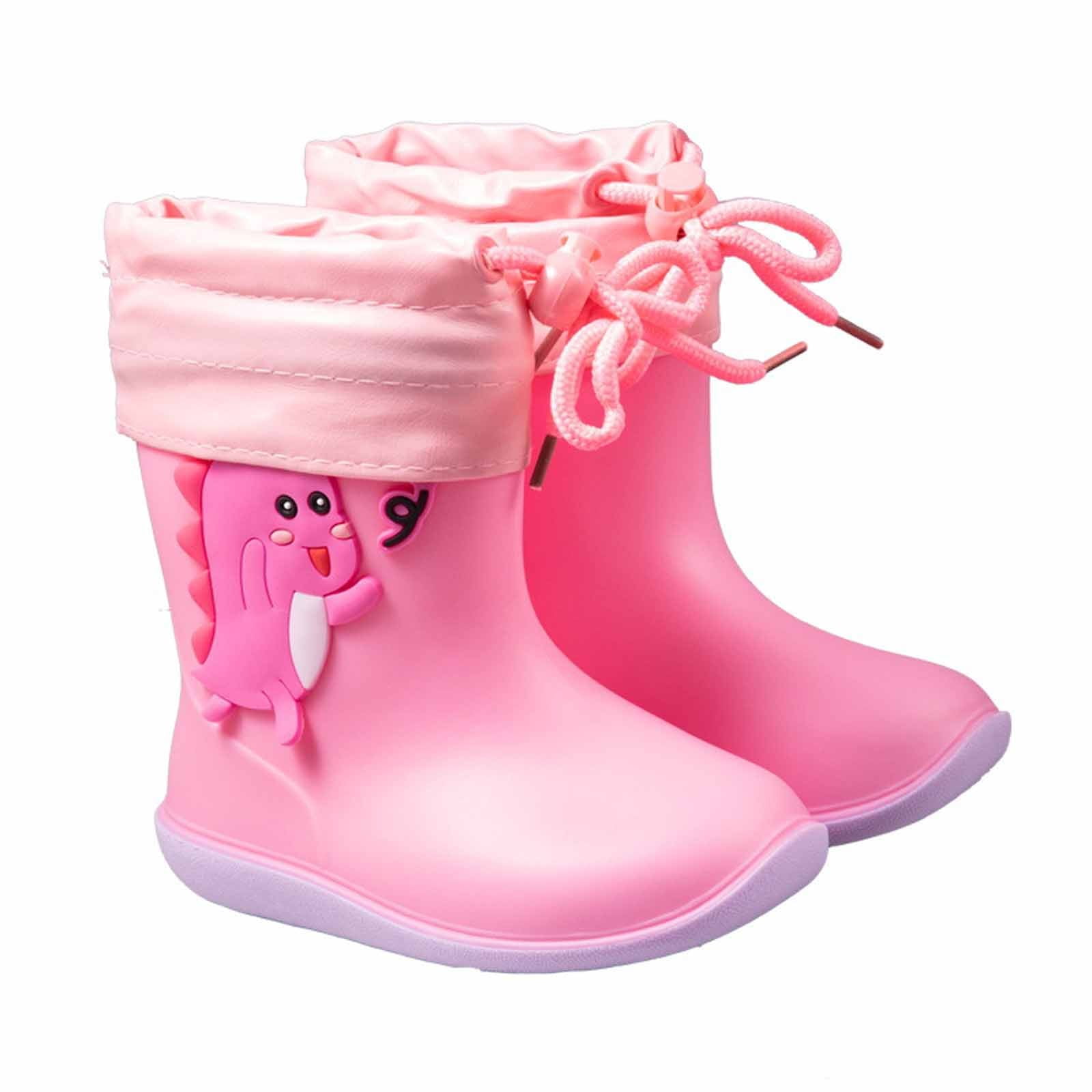 Xfvqtps Kids Child Rain Boots with an Elastic Boot Collar Adjustable ...
