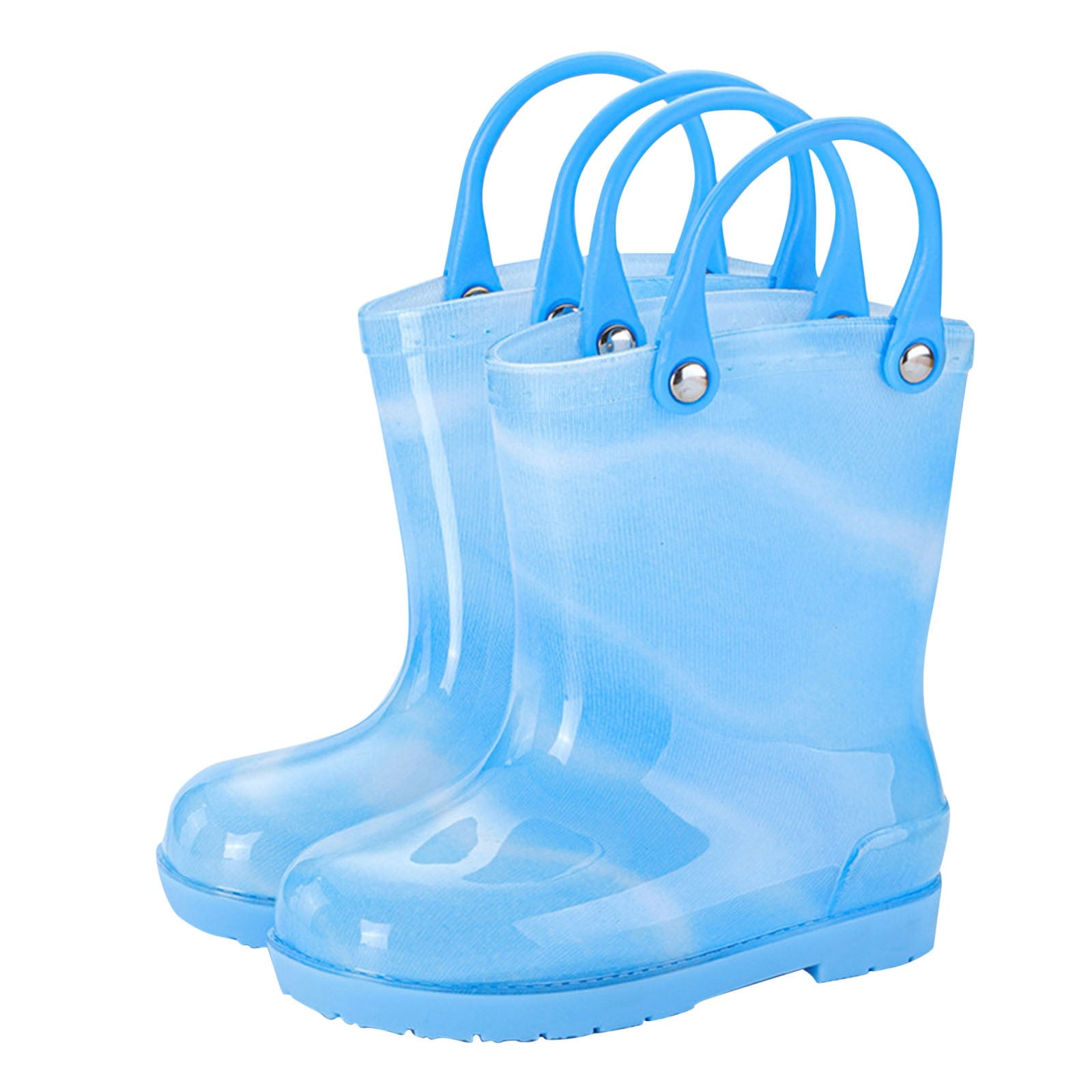 Xfvqtps Kids Child Rain Boots with Handles Blue Gradient Color Mid Calf ...