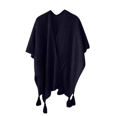 Odeerbi Women's Shawl Wraps, Fall Winter Poncho, Open Front Cardigan, Dark Gray - Walmart.com