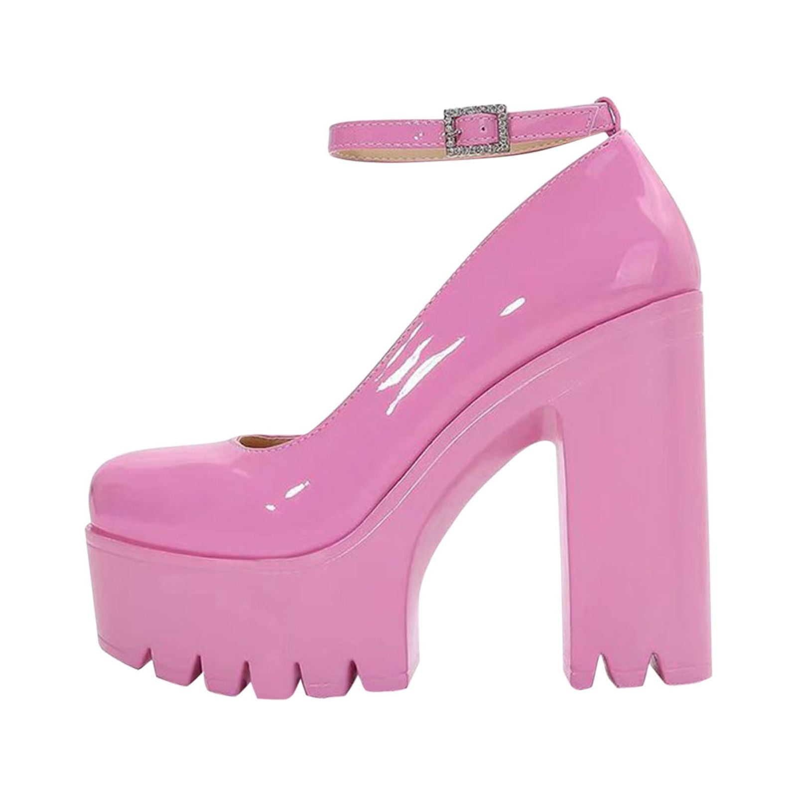 Xfvqtps Ladys Mary Jane Shoes for Young girl Pinkycolor Chunky Heel ...