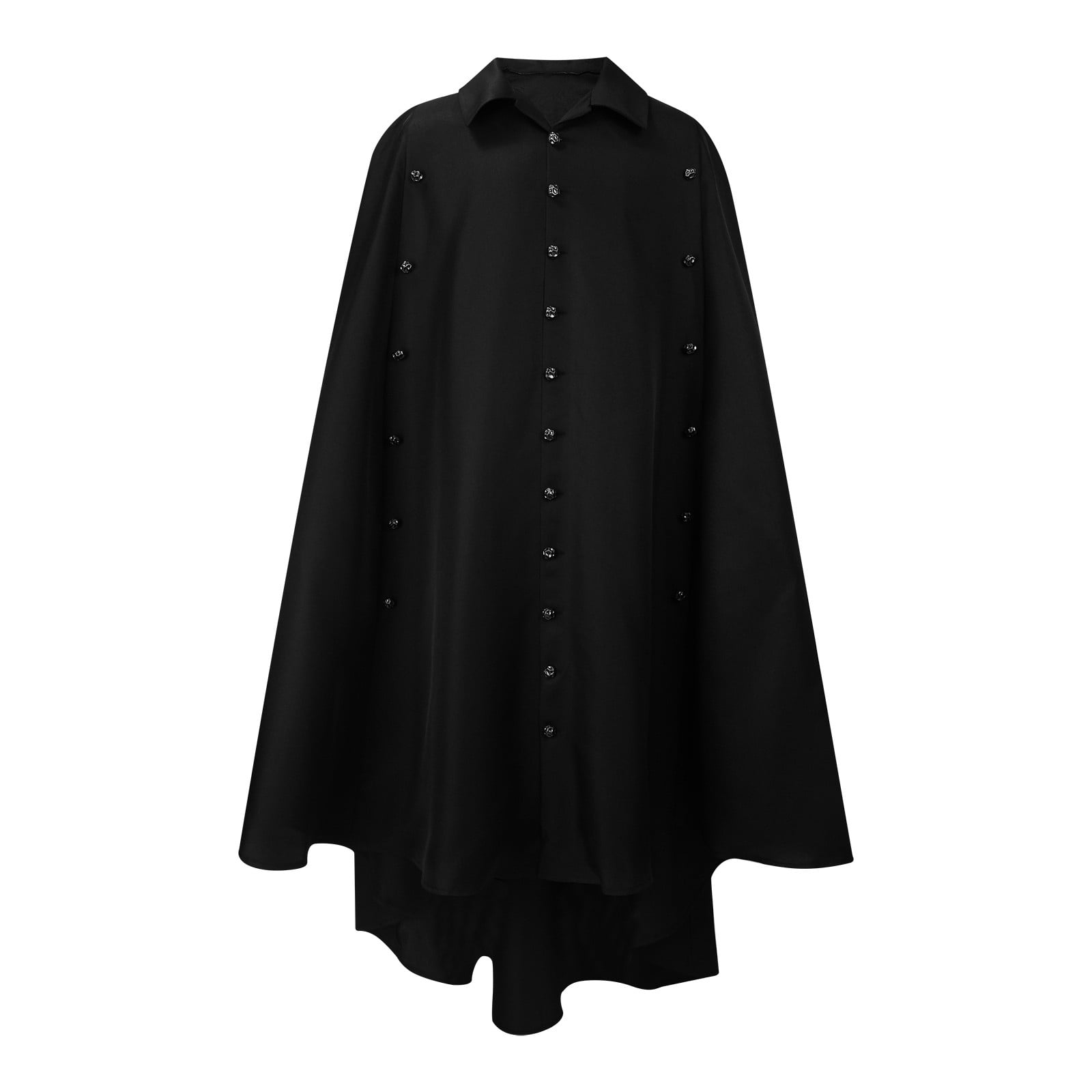 Xfvqtps Men Long Patchwork Cape Distinctive Buttons Solid Color Casual ...