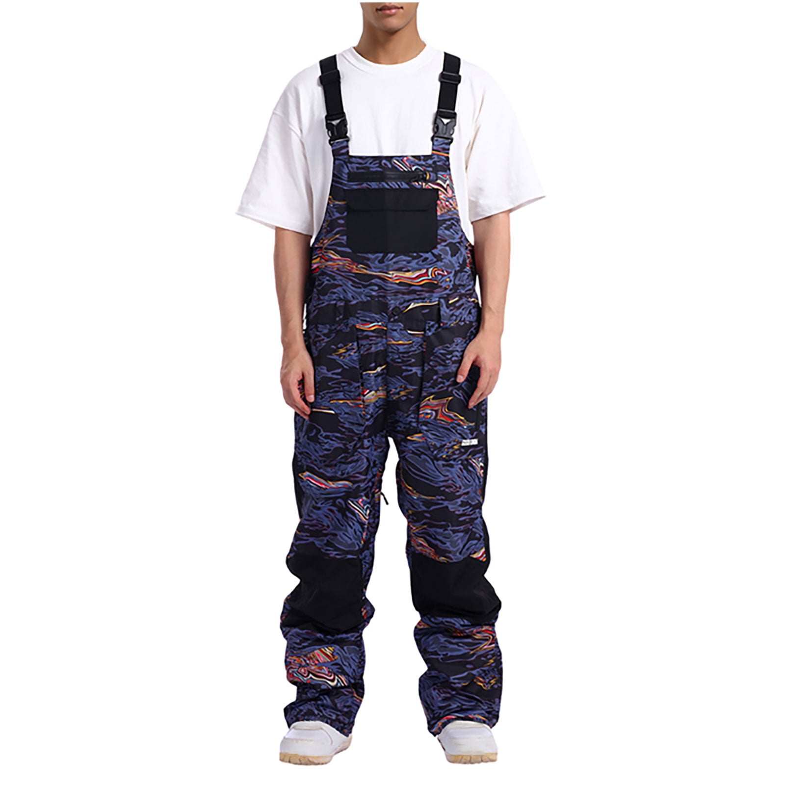 Xfvqtps Men Snow Pants Ski Bibs Snowboarding Multiple Pockets ...