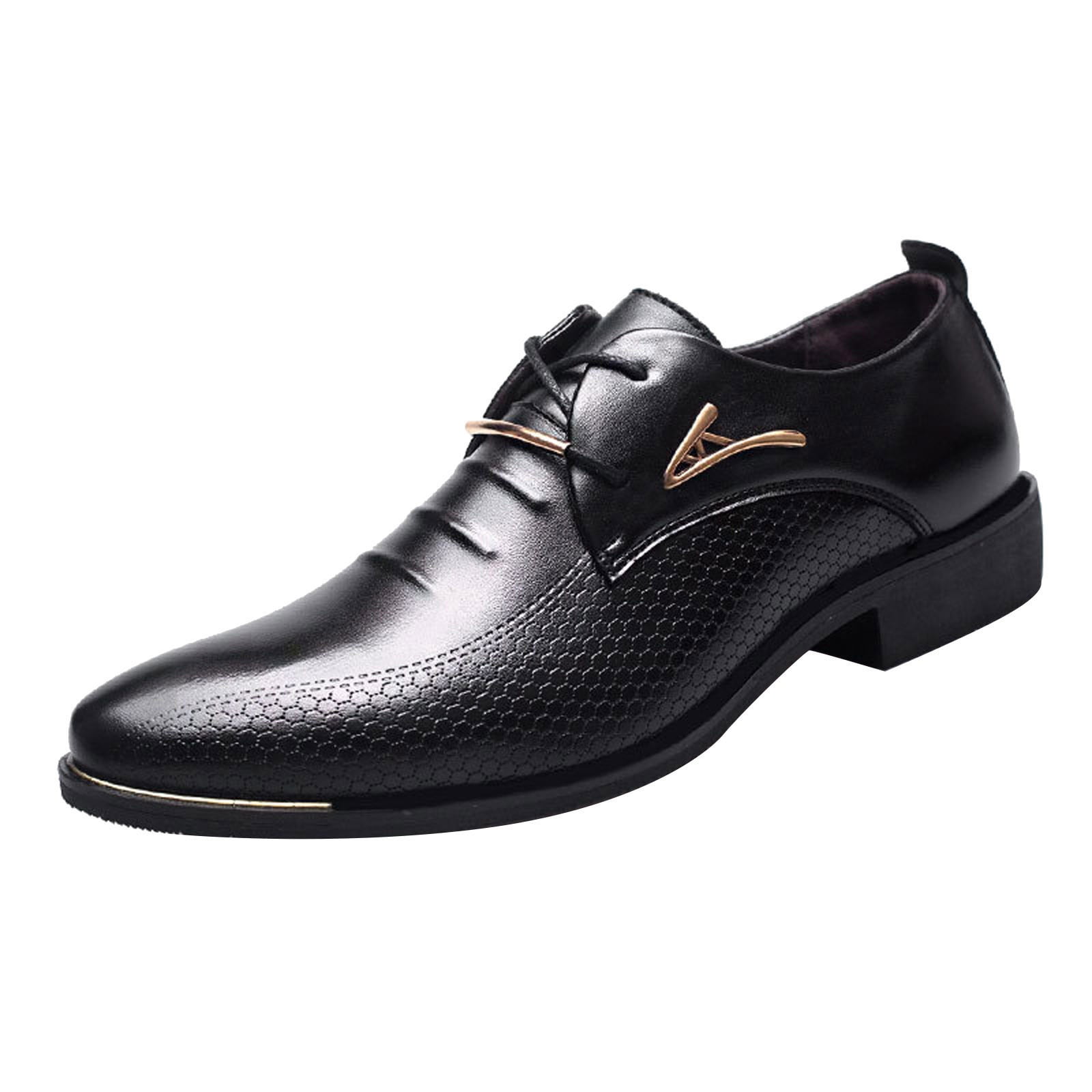 Xfvqtps Mens Dress Shoes British Style Pointy Toe Lace up Metal ...