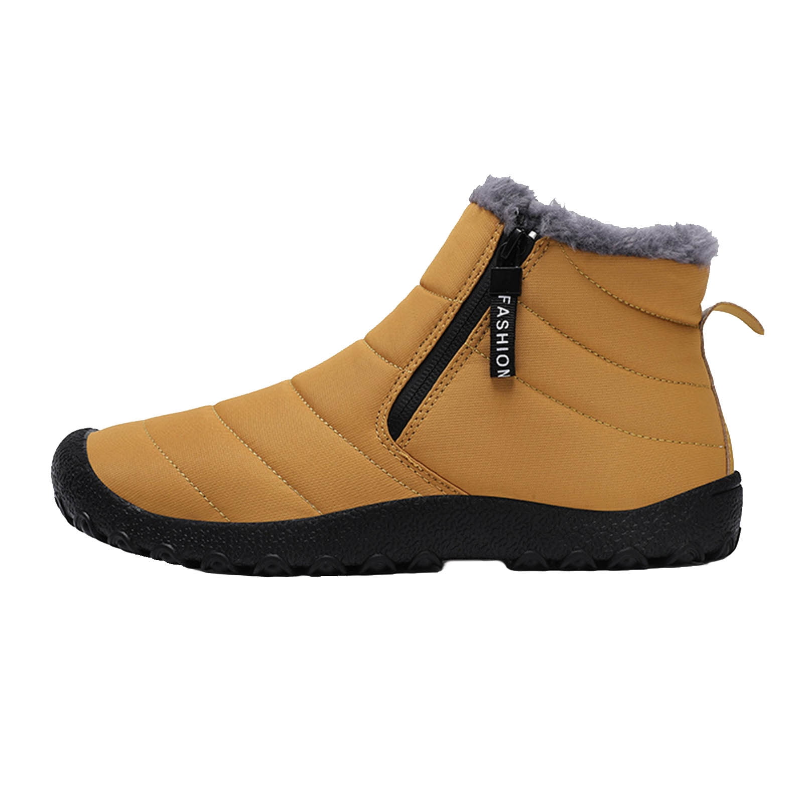 Xfvqtps Mens Snow Boots Zipper Up Simplicity Plush Fleece Line ...