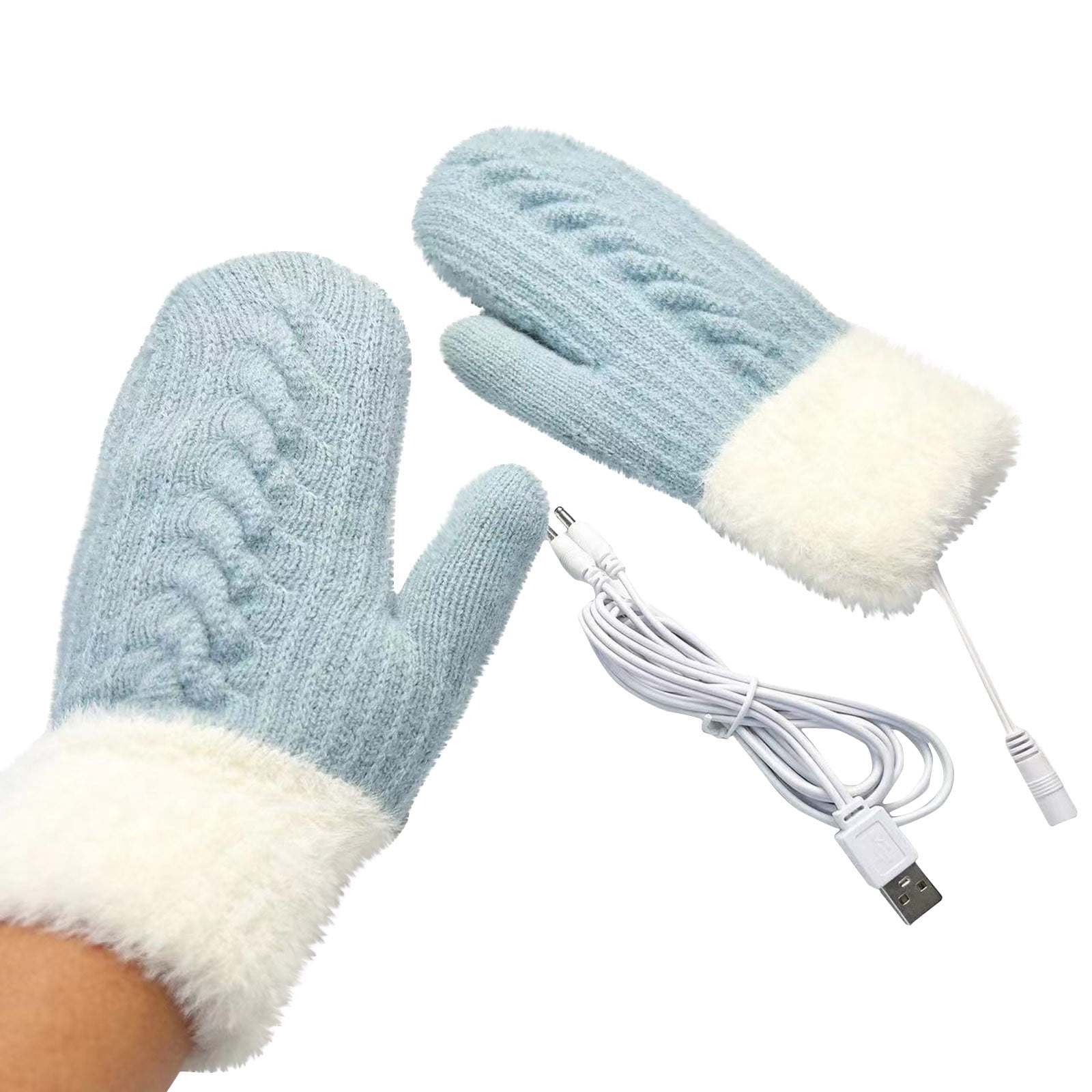 Xfvqtps Mens and Womens USB Heated Mittens Constant Temperature Full ...