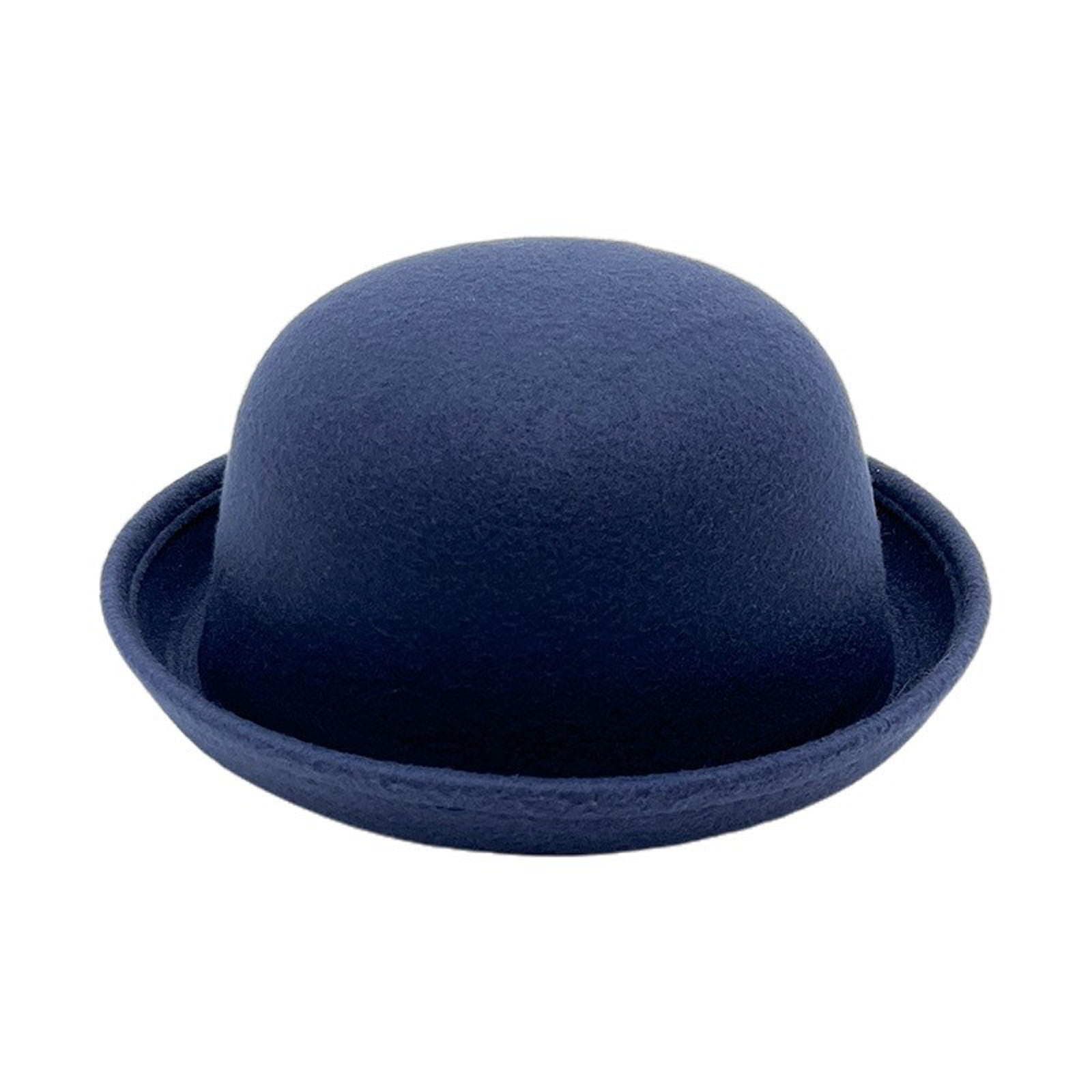 Xfvqtps Mens and Womens Bowler Fedora Hats Curled Round Brim Solid ...
