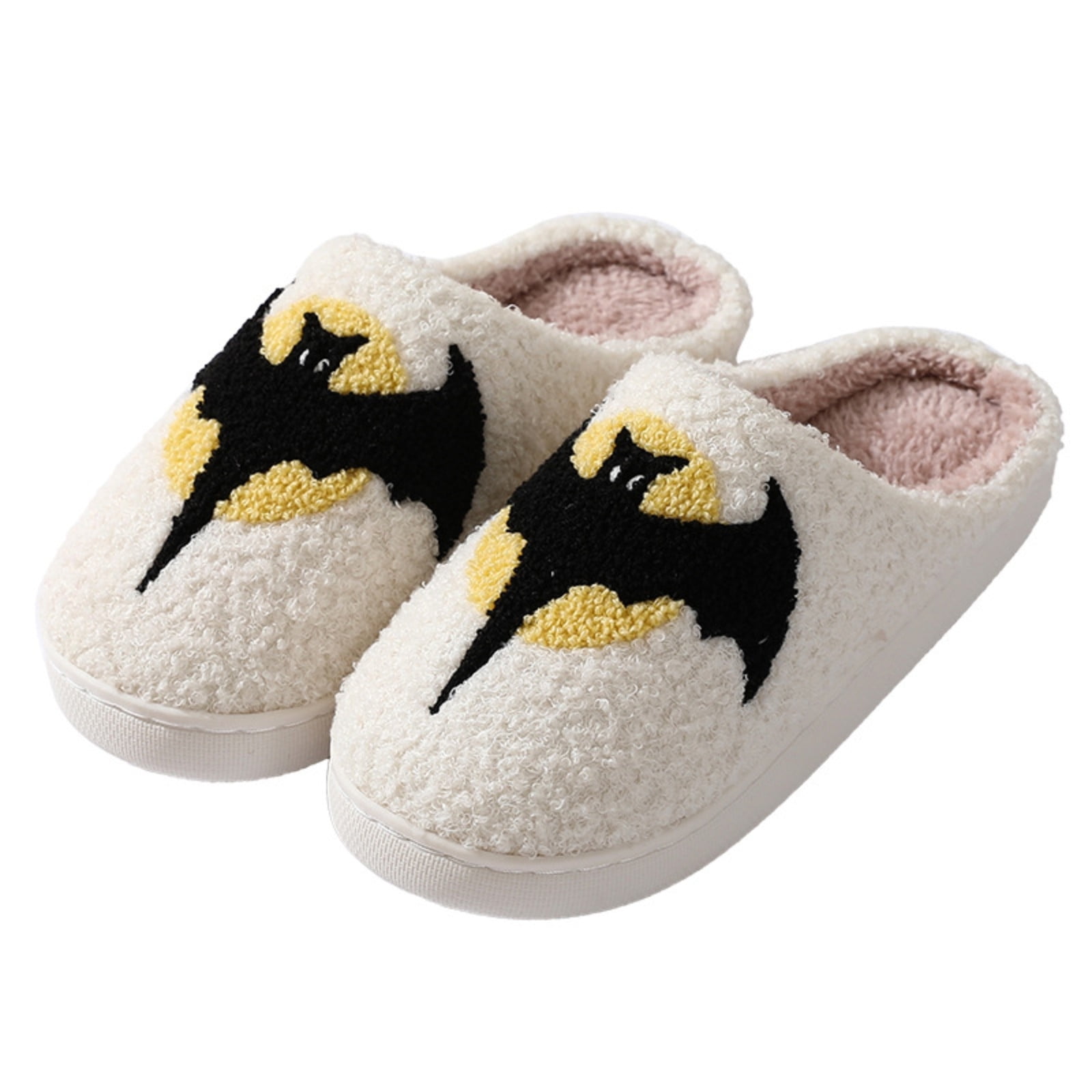 Xfvqtps Mens and Womens Plush Slippers Bats Fluffy Plush Warm Couple ...