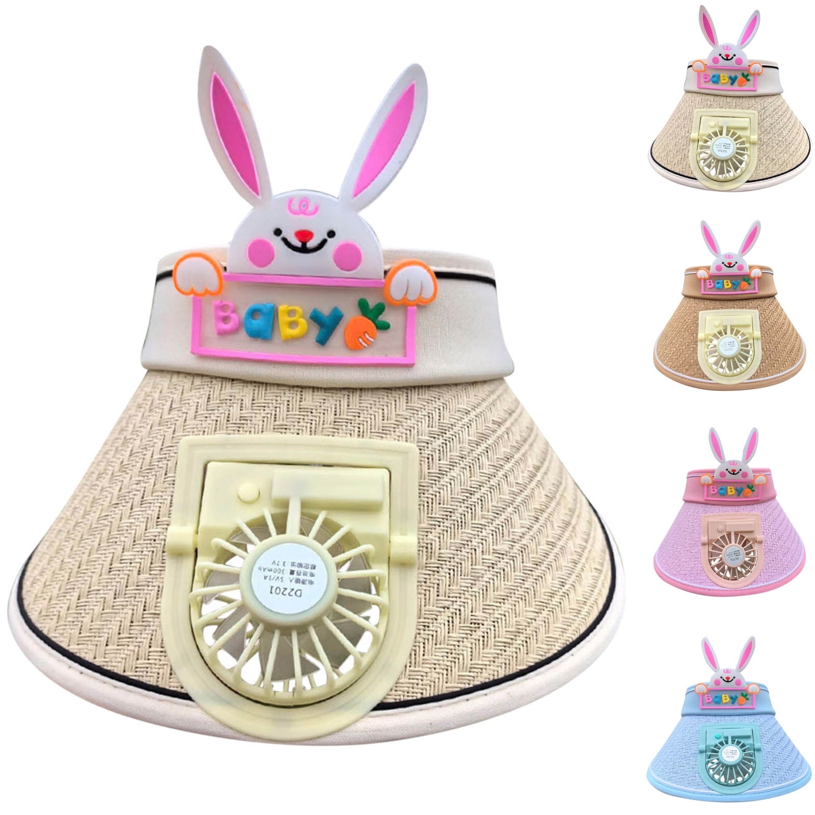 Xfvqtps Sun Visor Hat with Fan for Boys and Girls Straw Hat with Built ...