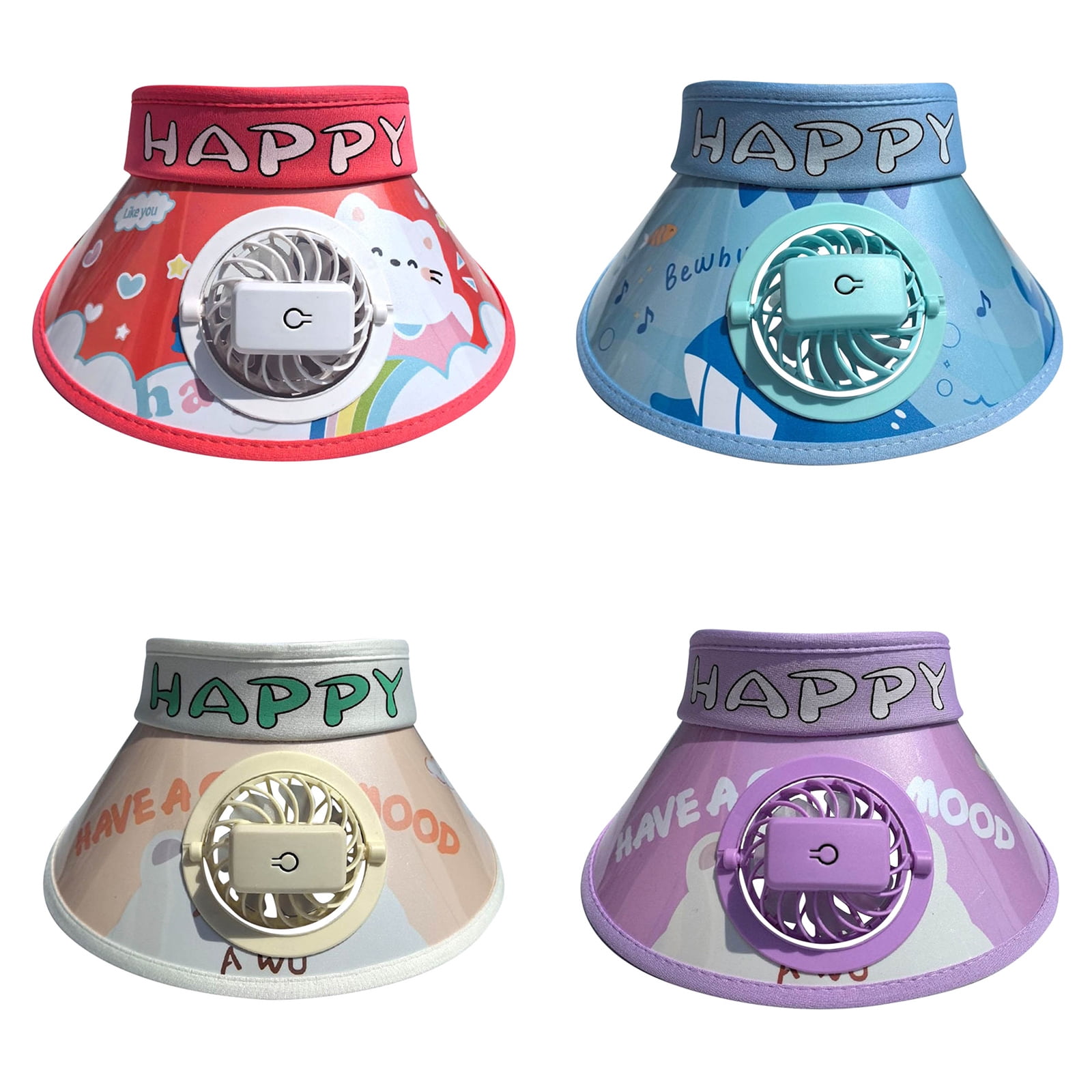 Xfvqtps Sun Visor Hat with Fan for Kids Built in USB Charging Fan Cute ...