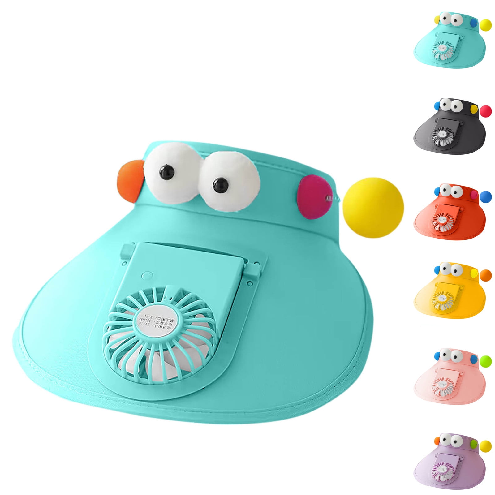Xfvqtps Sun Visor Hat with Fan for Kids Built in USB Charging Fan Cute ...
