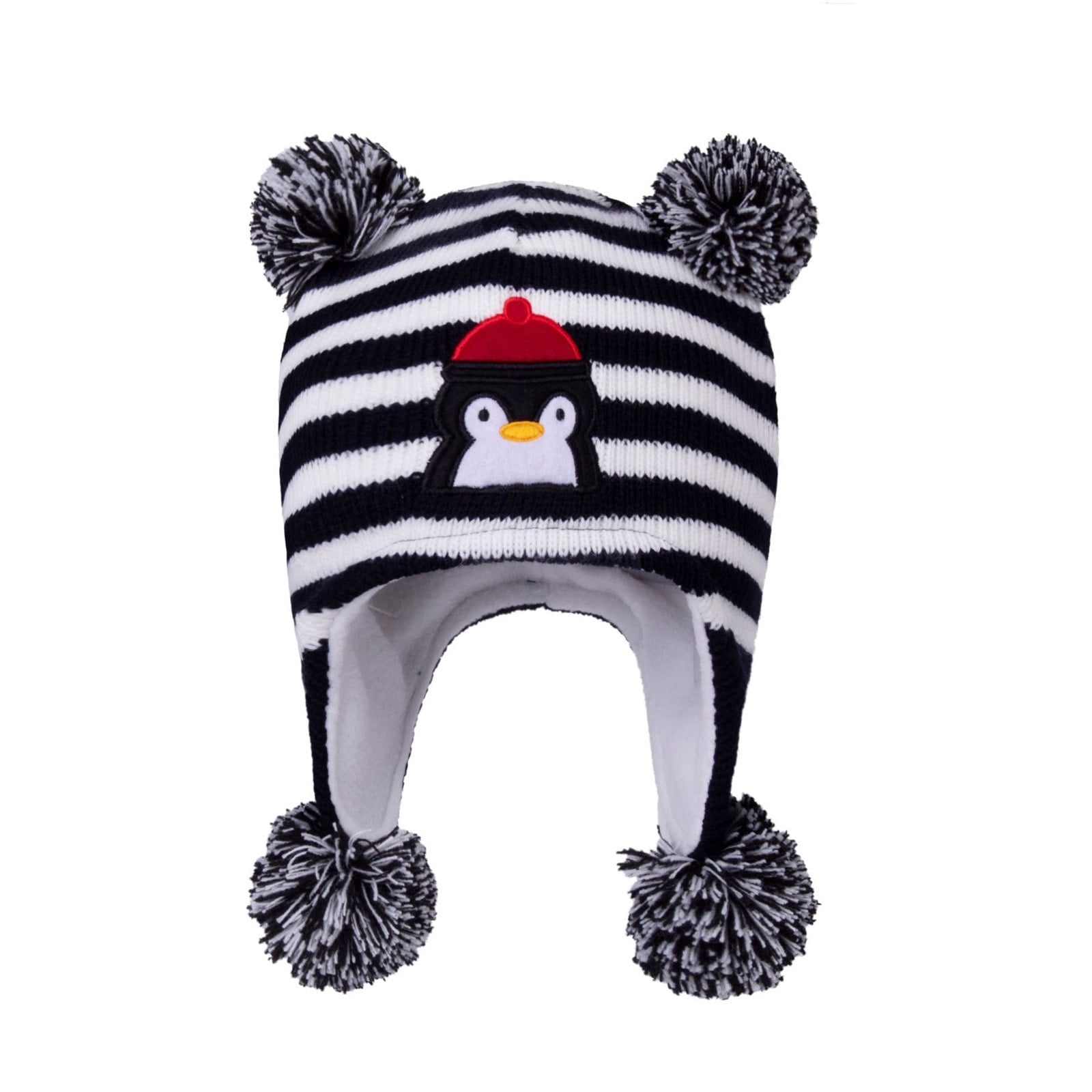 Xfvqtps Toddler Beanie with Ear Flaps Cute Penguin Pattern Stripe Plush ...