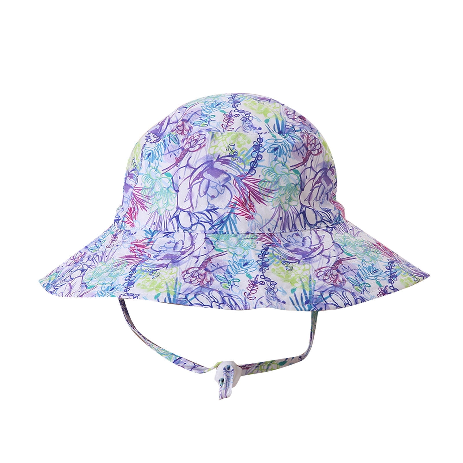 Xfvqtps Toddler Girls Sun Hats Wide Brim Adjustable Strap Flower Print ...