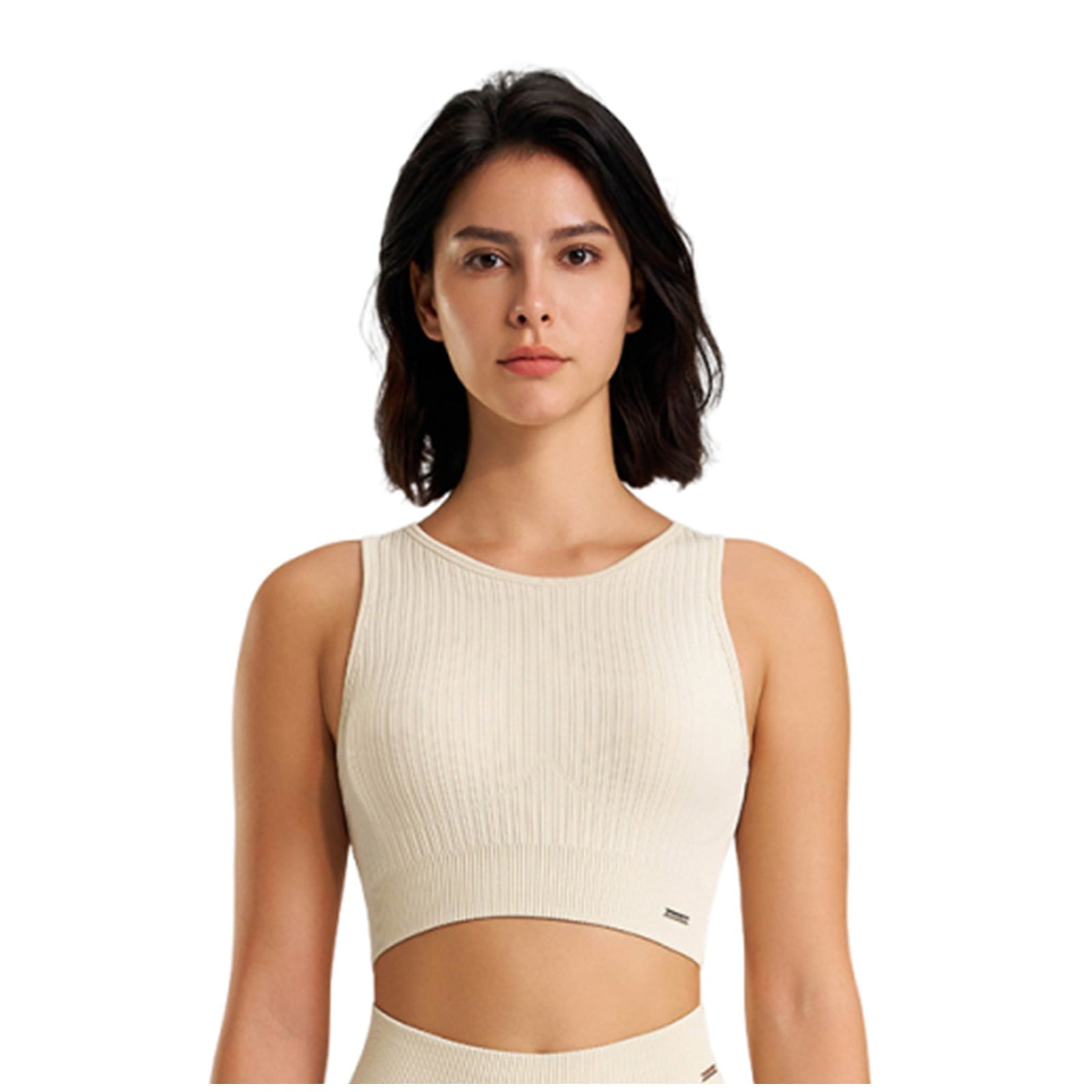Xfvqtps Women Workout Bra Tank Top Sleeveless Vertical Stripes Push up ...