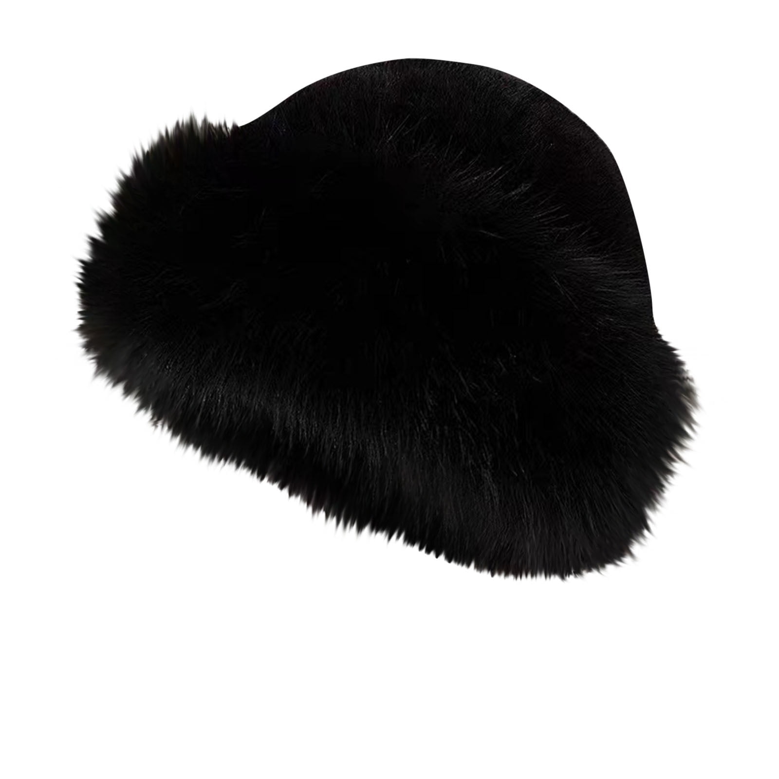 Xfvqtps Womens Beanie Plush Brim Dome Mongolian Faux Fur Furry Fluffy ...