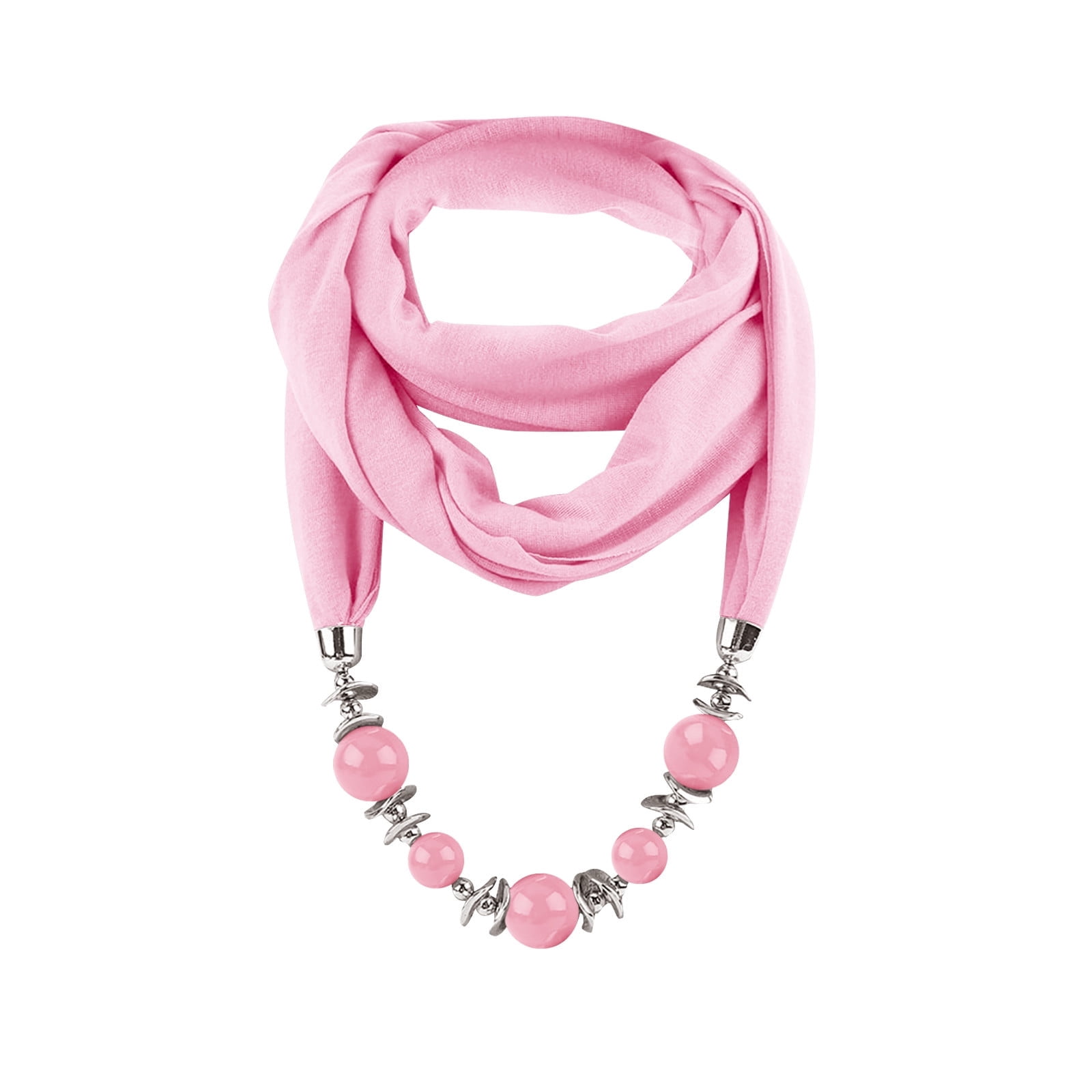 Xfvqtps Womens Chiffon Scarf Necklace Crystal Bead Jewelry Alloy Resin ...