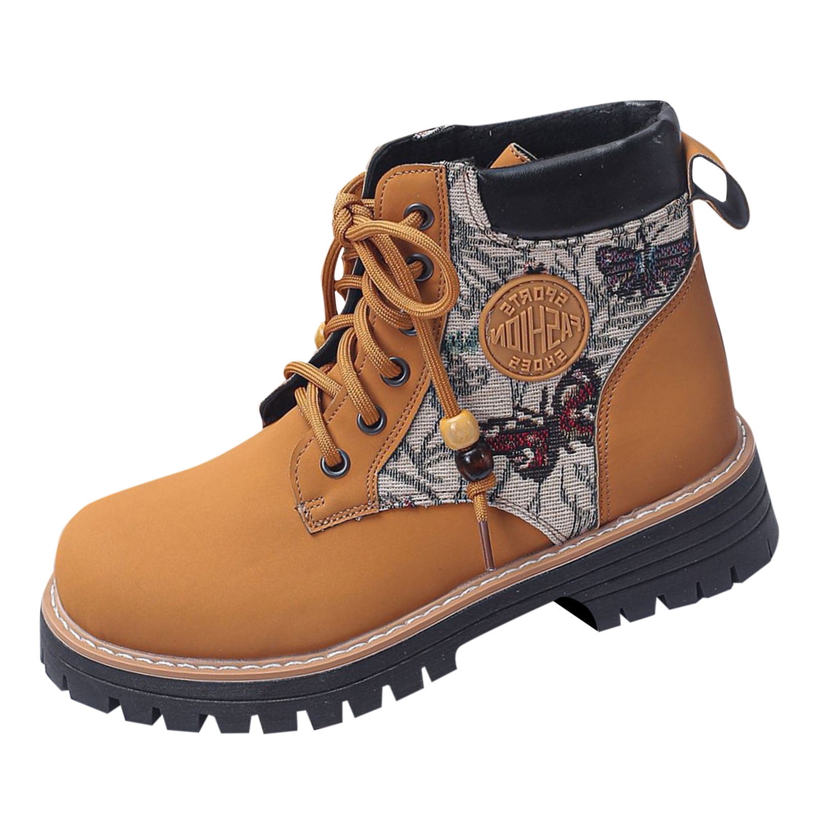 Xfvqtps Womens Colorful Embroidered Ankle Boots Chunky Platform Work ...