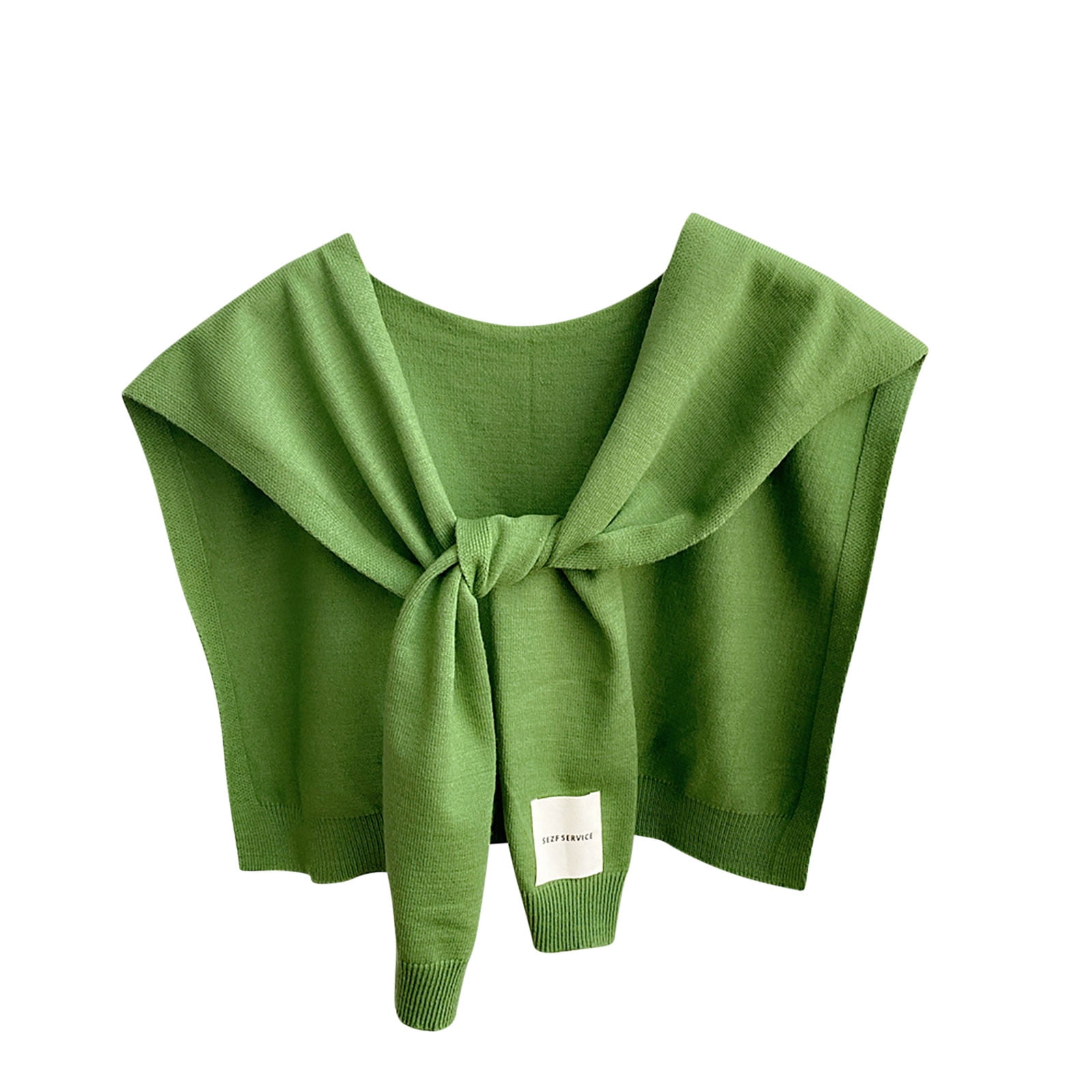 Xfvqtps Womens Fake Collar Knitting Detachable Solid Color Bow Shoulder ...