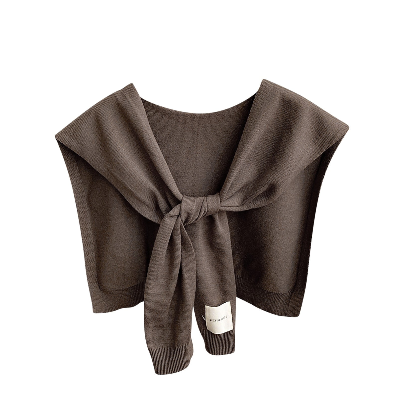 Xfvqtps Womens Fake Collar Knitting Detachable Solid Color Bow Shoulder ...