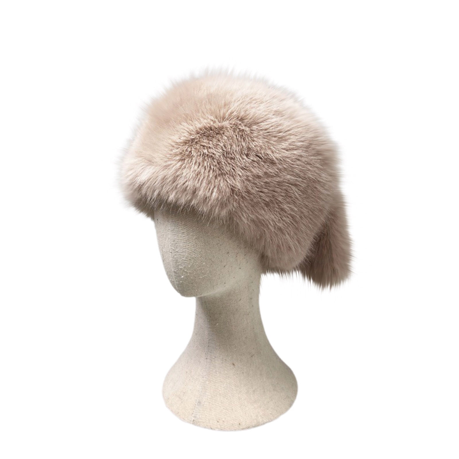 Xfvqtps Womens Faux Fur Hat with Fluffy Furry Tail Dome Fuzzy Cossack ...