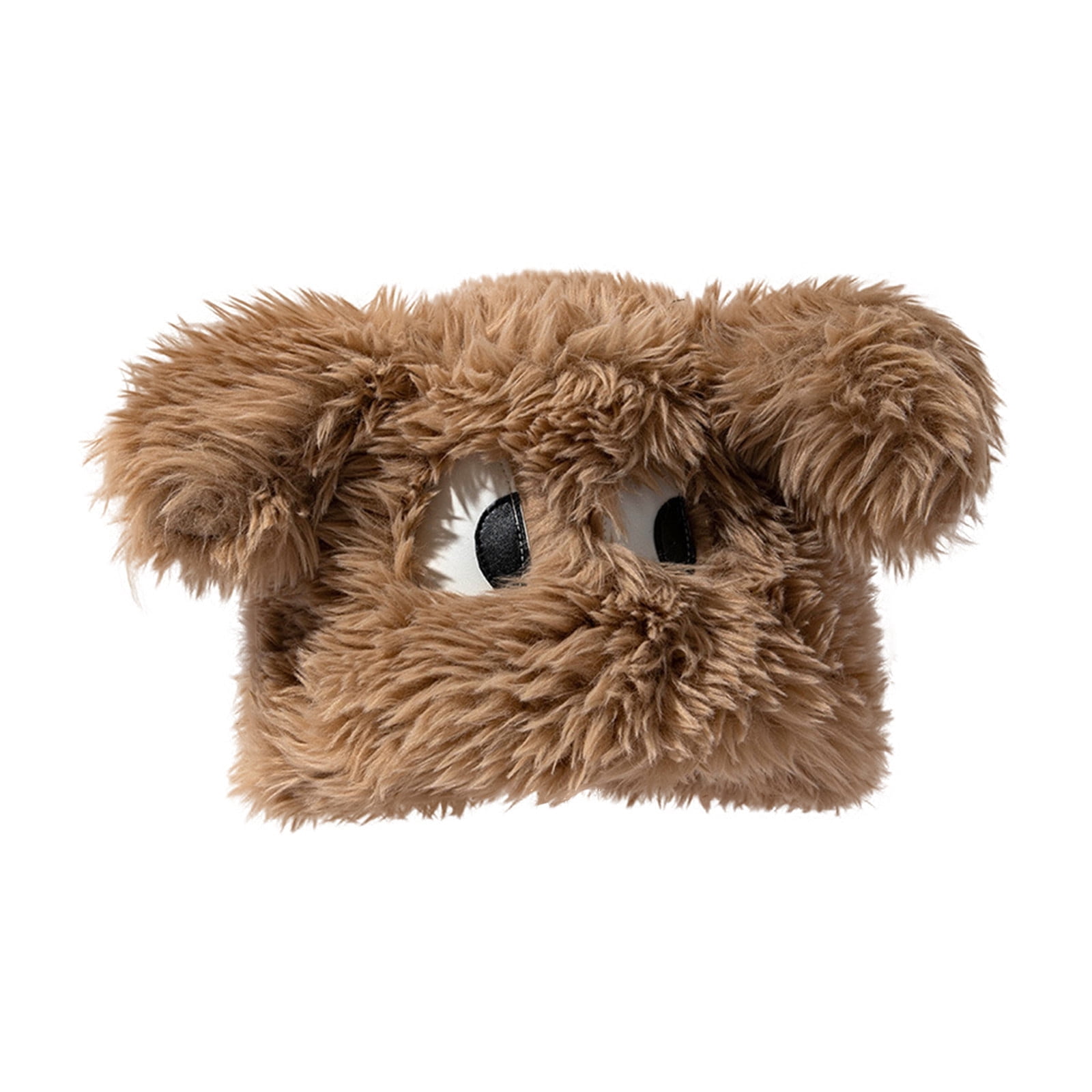 Xfvqtps Womens Fluffy Plush Hat with Animal Ear and Eye Cute Kawaii ...