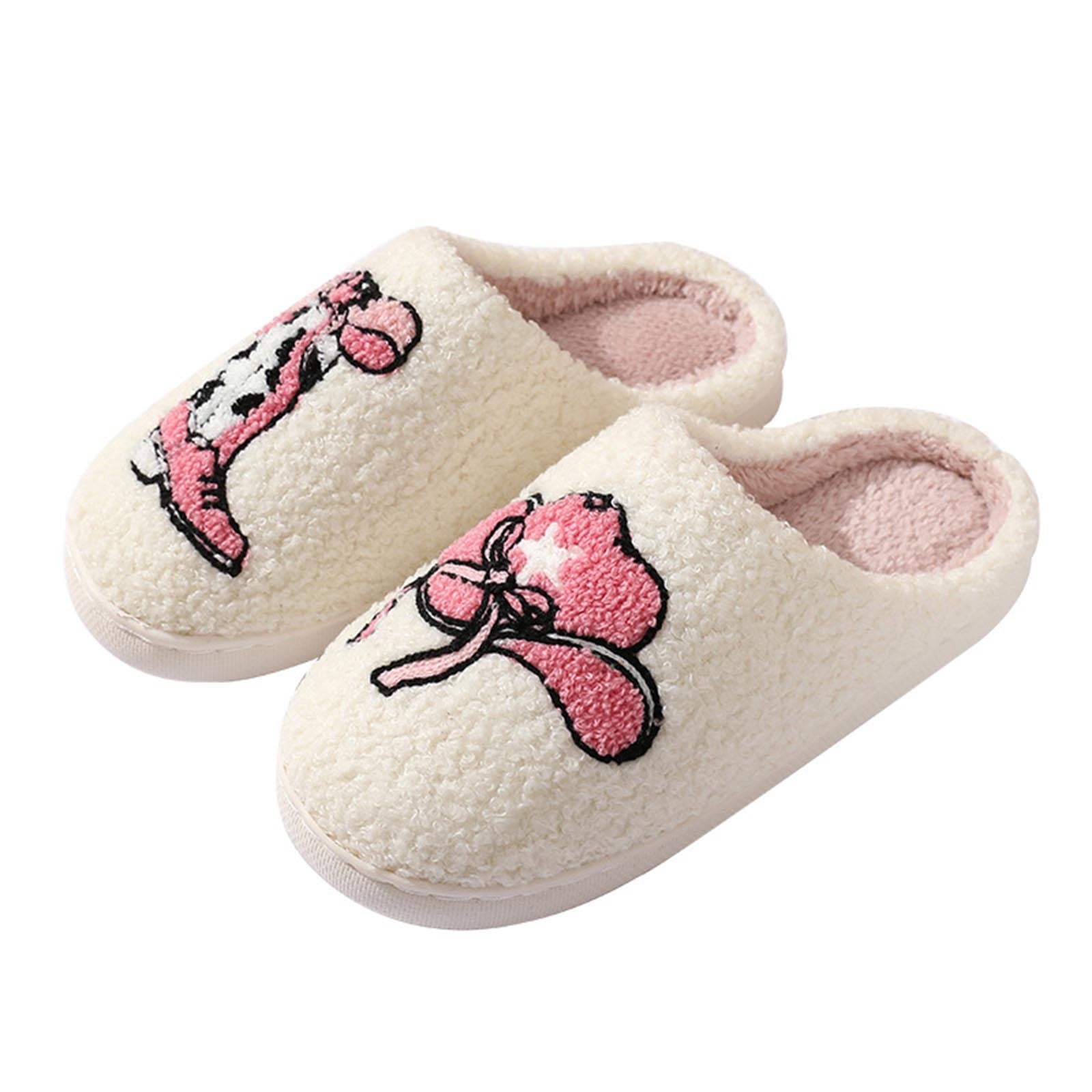 Xfvqtps Womens Furry Slippers Large Size Soft Fleece Cartoon Boots and ...