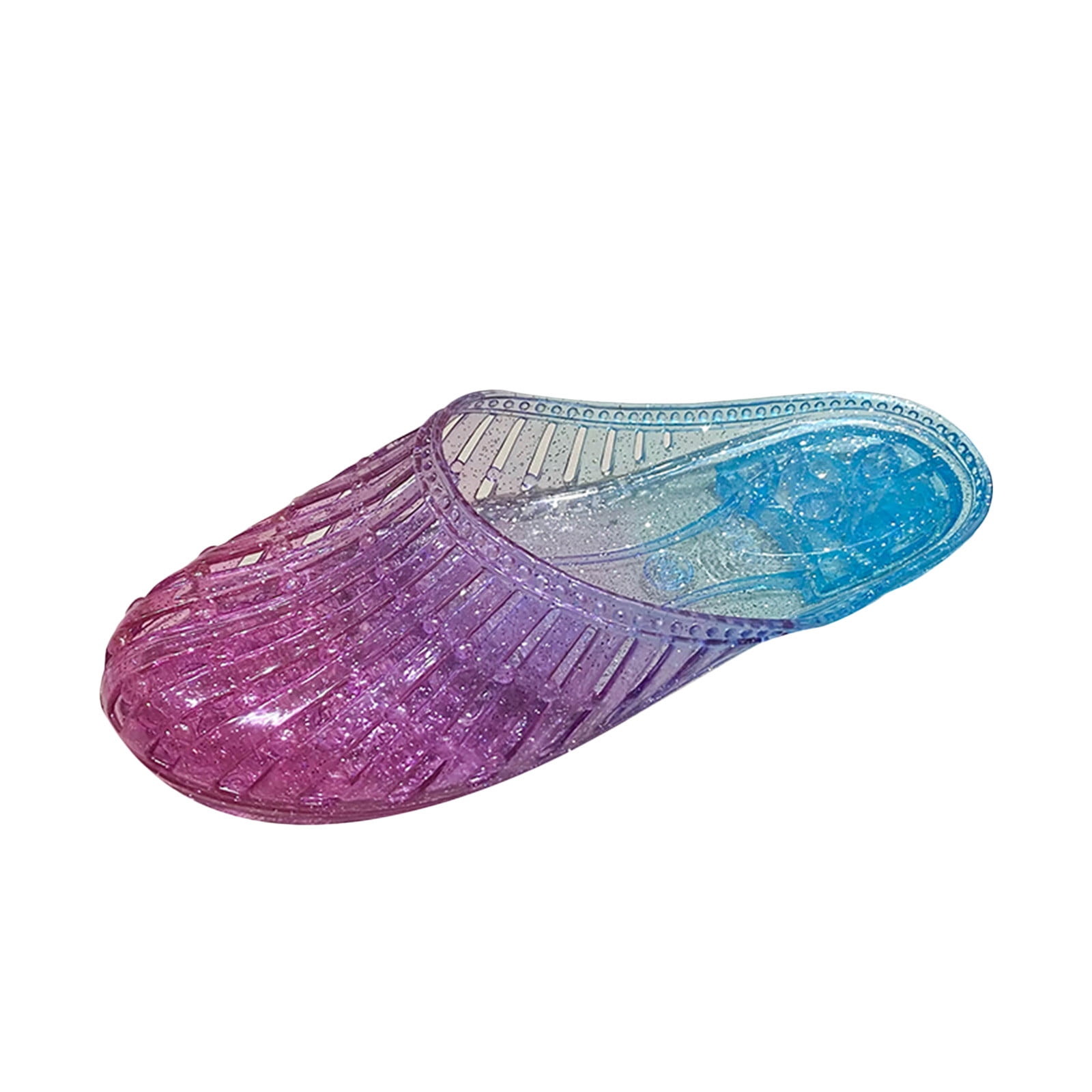 Xfvqtps Womens Jelly Mules Slide Backless Gradient Color Glitter Close ...