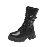 Xfvqtps Womens Martin Boots Chunky Sole Flatform Booties with Buckle ...