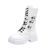 Xfvqtps Womens Martin Boots Chunky Sole Flatform Booties with Buckle ...