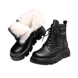 Xfvqtps Womens Martin Boots Plush Fleece Line Thick Bottom Lace up ...