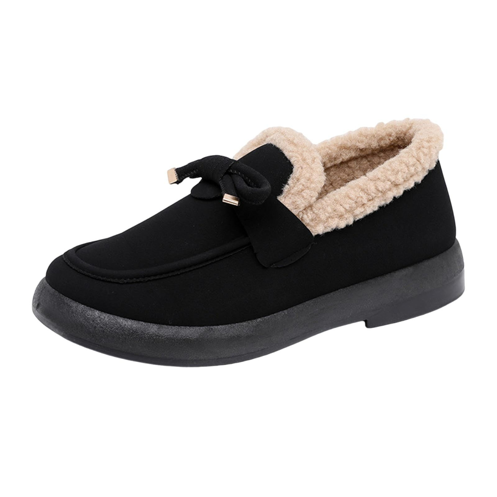 Xfvqtps Womens Moccasin Slippers Suede Leather Sherpa Plush Lining ...