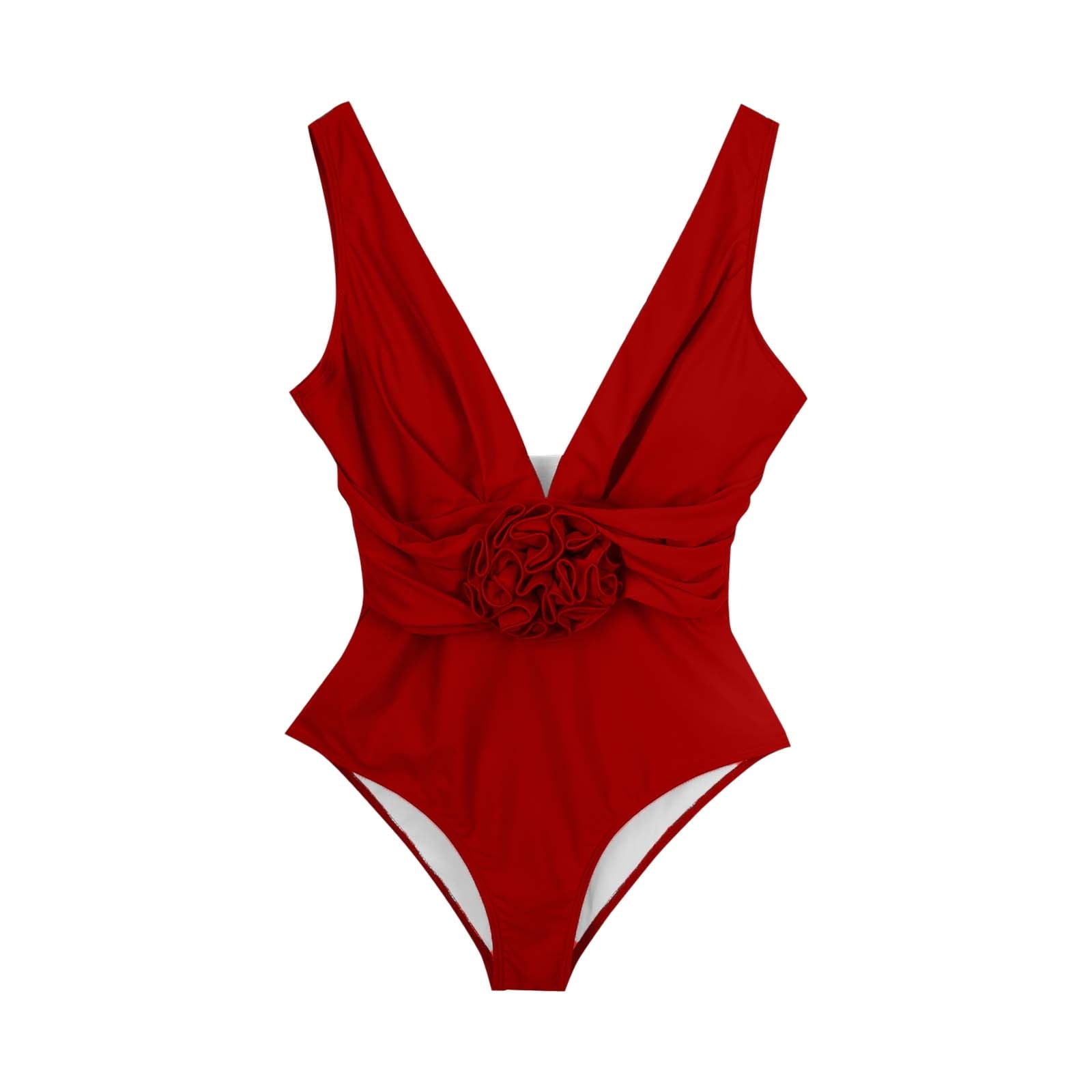 Xfvqtps Womens One Piece Swimsuit High Cut Backless Deep V Neck Tummy ...