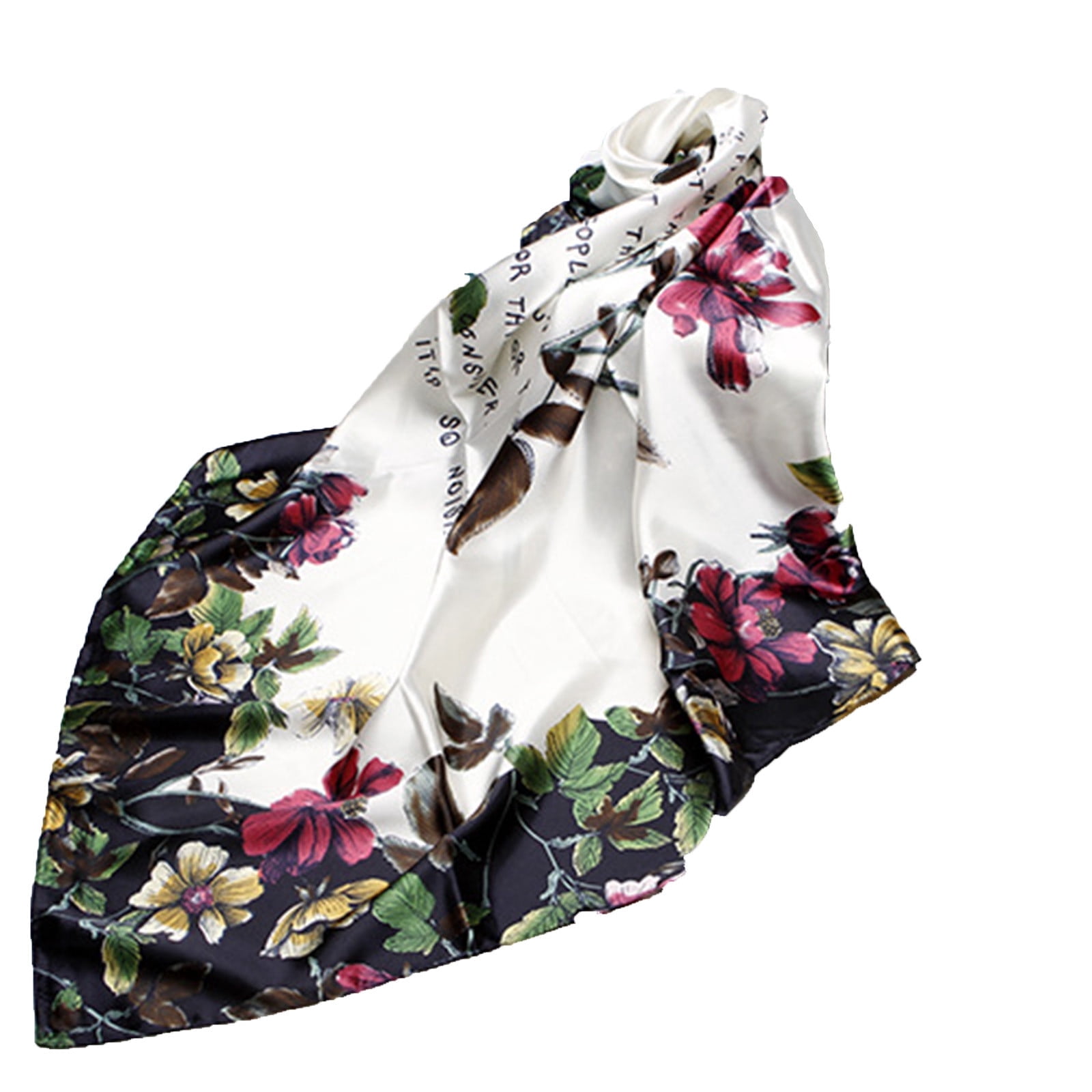 Xfvqtps Womens Silk Scarf Floral Print Fashion Versatile Multi ...