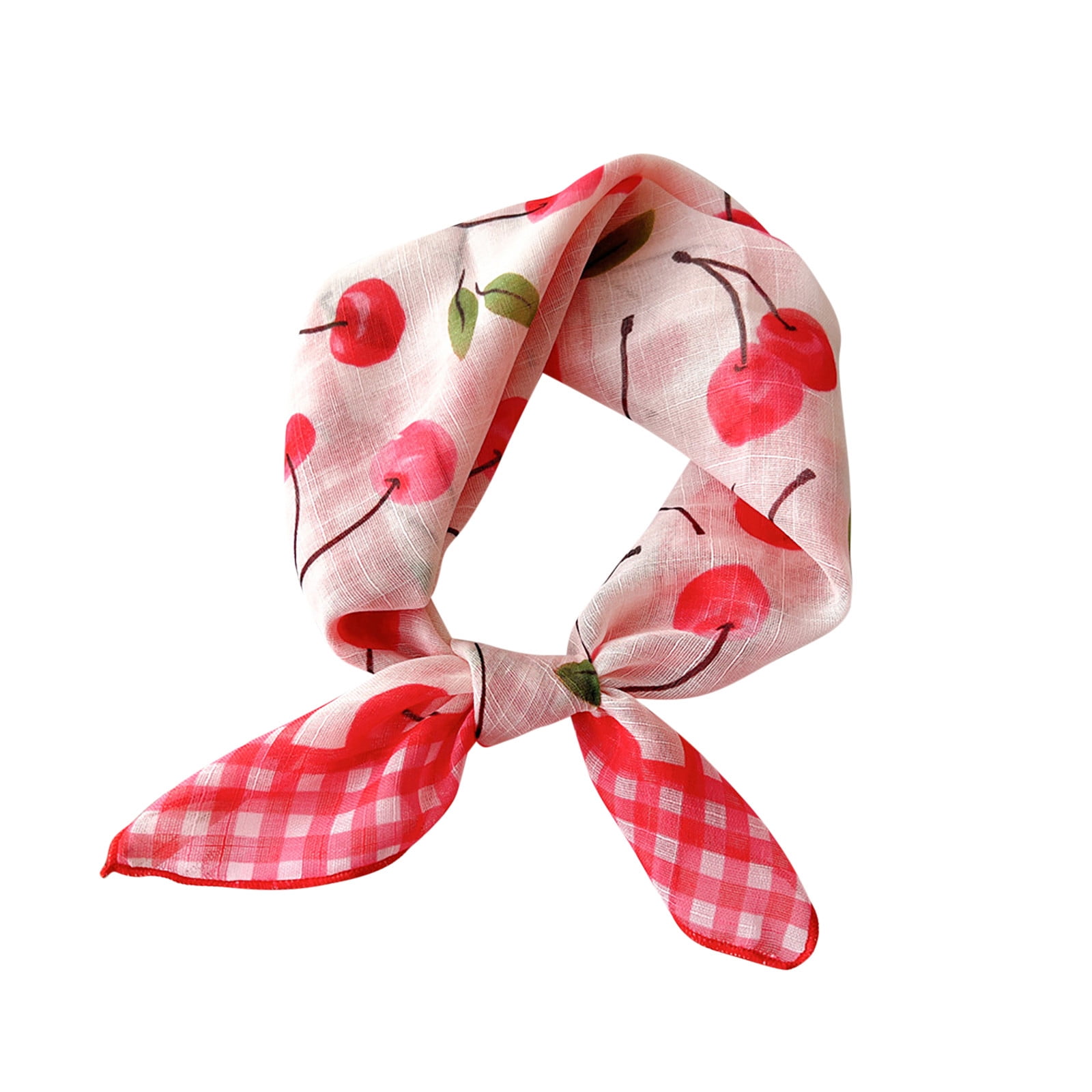 Xfvqtps Womens Silk Scarf Fruit Cherry Print Lively Fashion Versatile ...