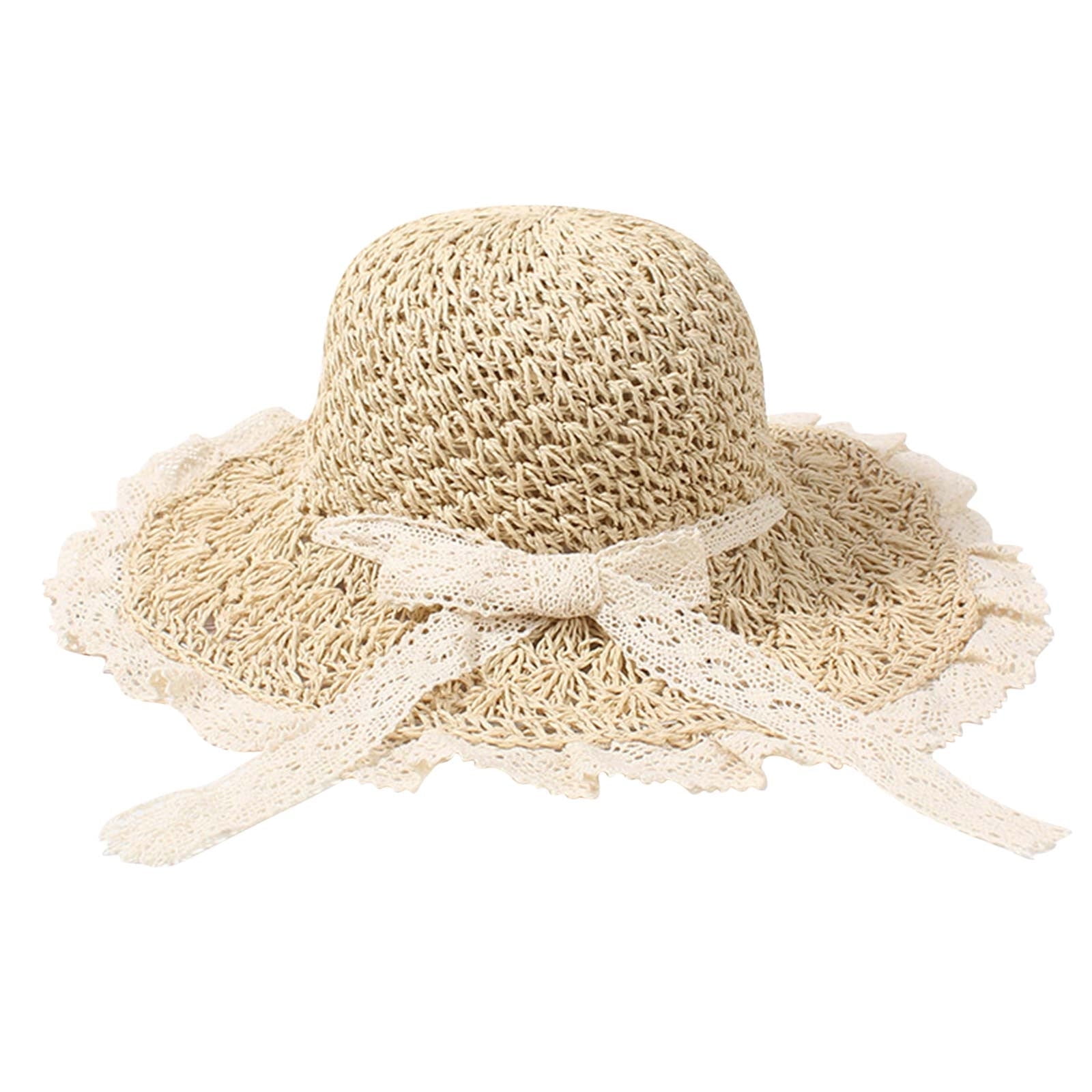 Xfvqtps Womens Straw Hat Lace Up Sun Protective Summer Fashion Elegant ...