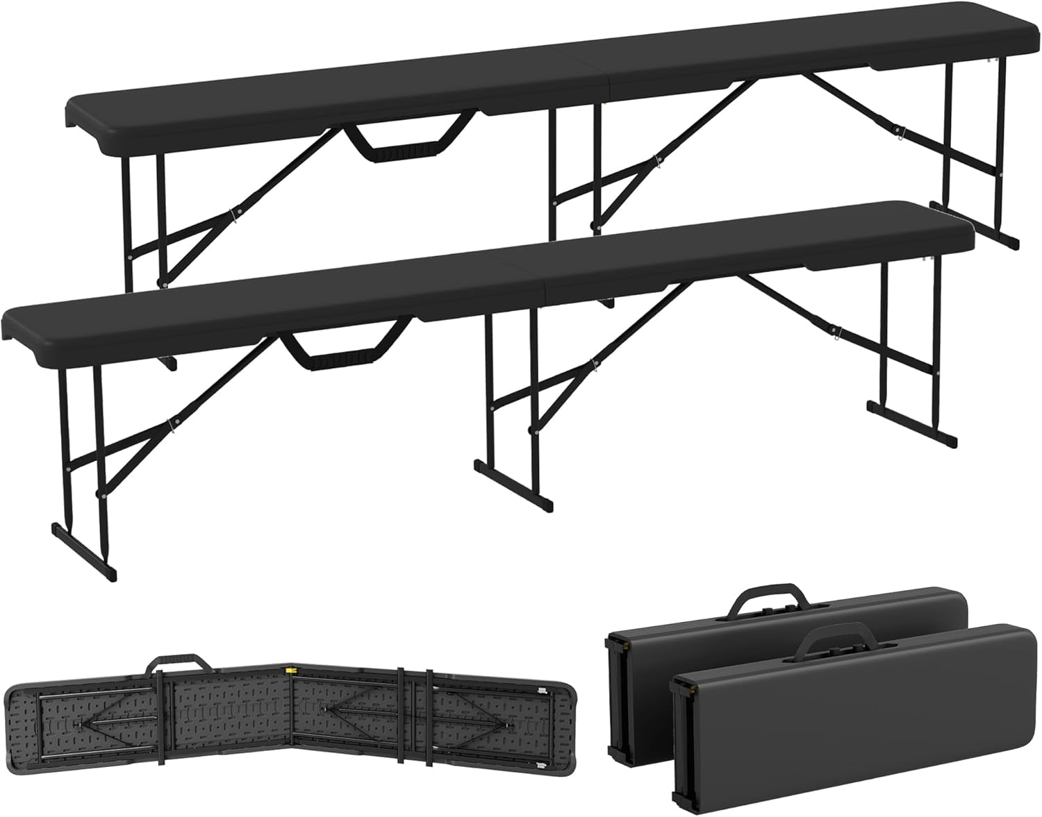 XgoodX 2-Pack 6FT Plastic Folding Benches, Portable Foldable Picnic ...