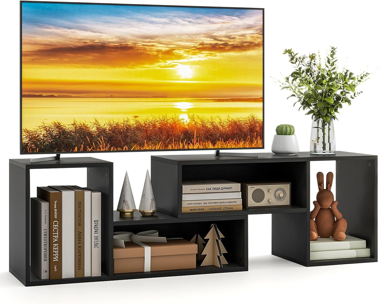 XgoodX 2 Pieces L-Shaped TV Stand, Free-Combination Entertainment ...