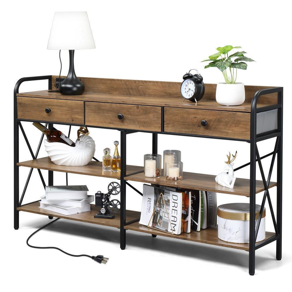 XgoodX 3-Tier Console Table with Outlets & USB Ports, Entryway Table ...