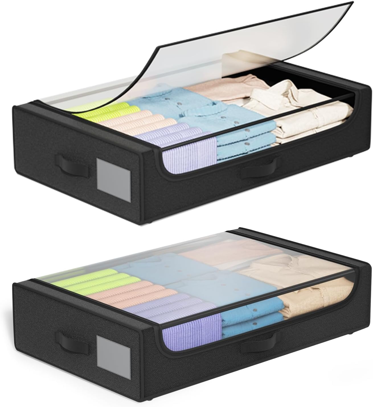 XgoodX 53L Under Bed Storage Containers with Wheels, 2-Pack Rolling ...