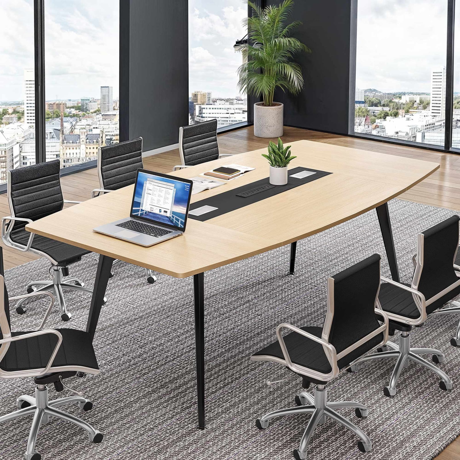 XgoodX 6FT Conference Table with Power Outlets Office Computer Desk ...