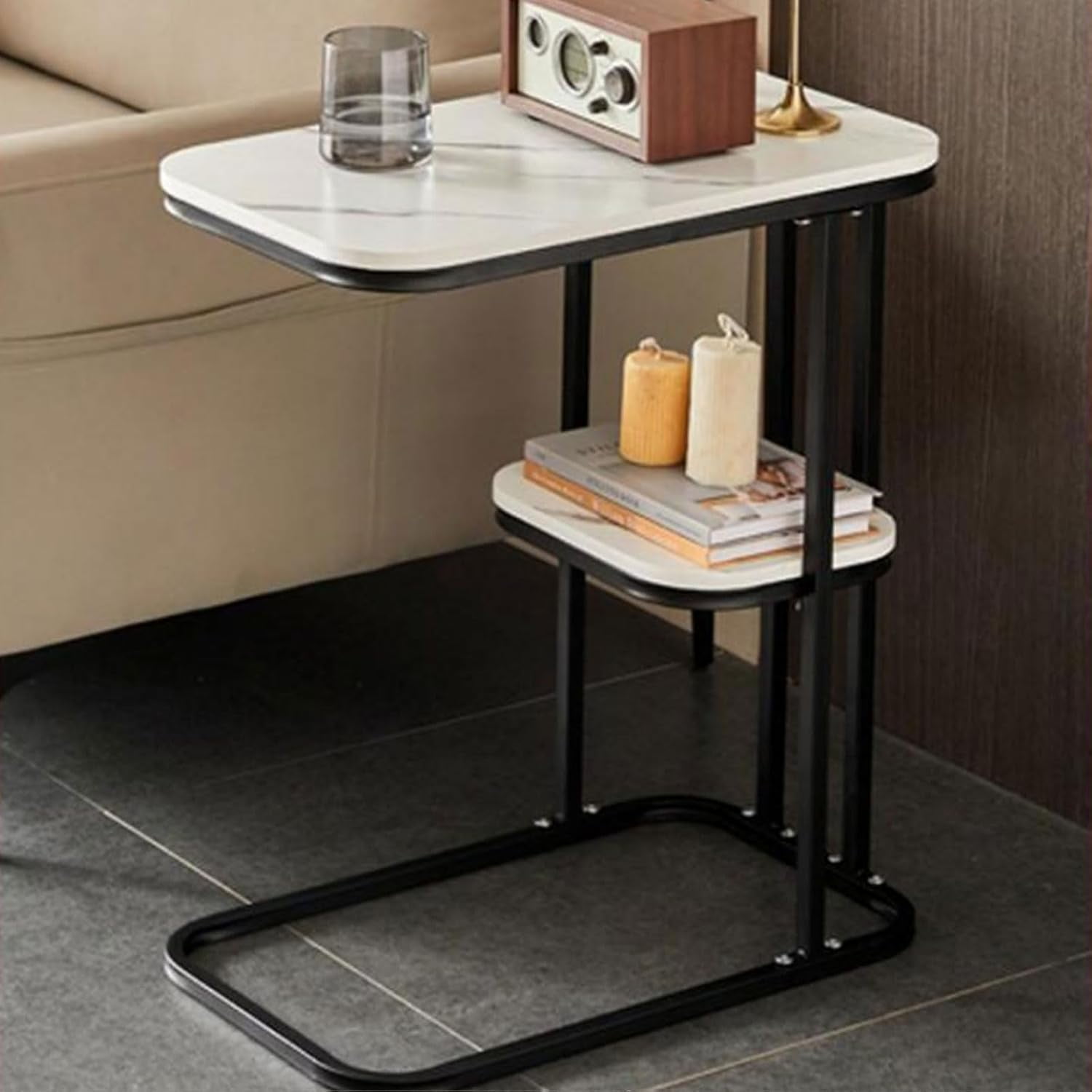 XgoodX C-Shaped End Table, End Table for Couch, Table for Couch, C ...