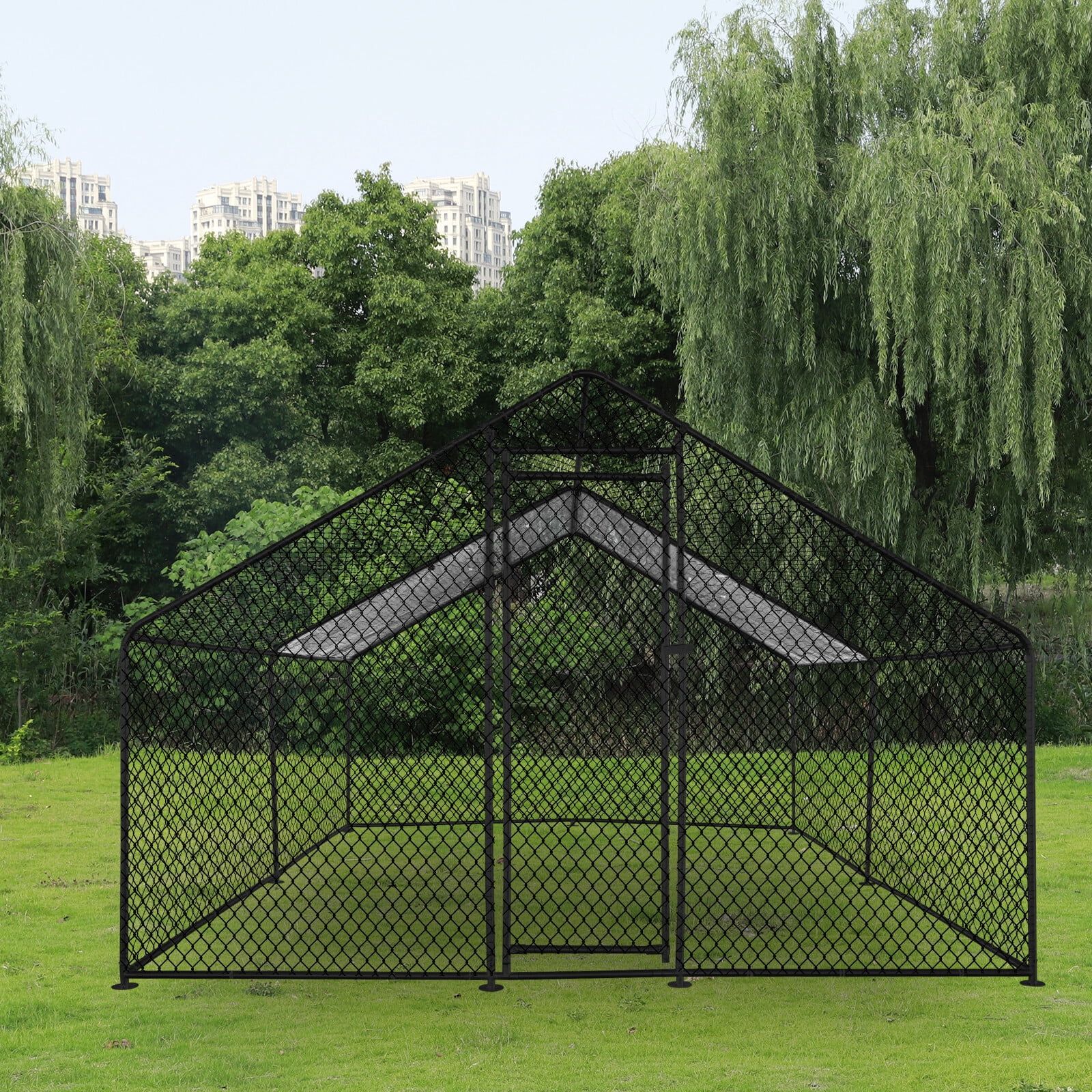 XgoodX Large Metal Chicken Coop Walk-In Chicken Run 13x10x6.6 ft Peaked ...