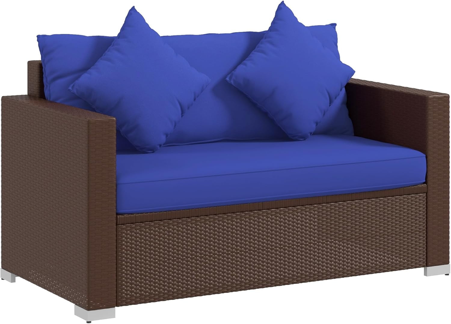 XgoodX Patio Wicker Loveseat with Cushions, 2-Seat Outdoor PE Rattan ...