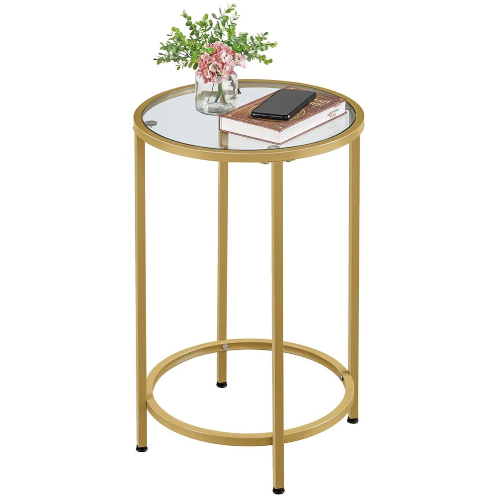 XgoodX Round Accent End Tables w/ Glass Top& Metal Frame for Living ...