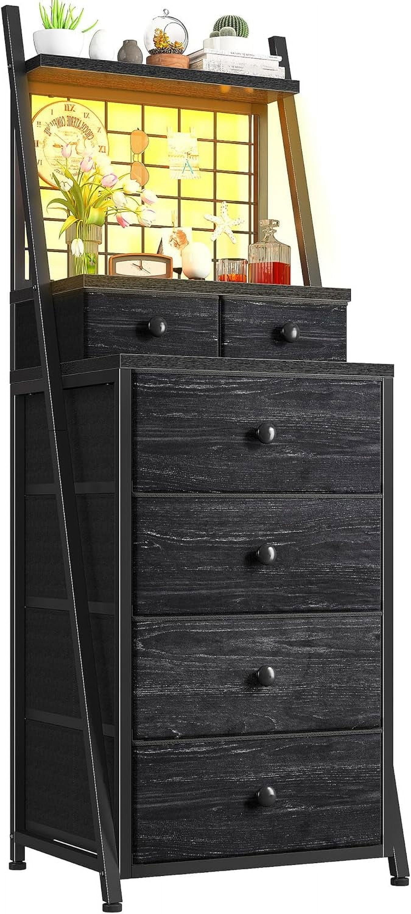 XgoodX Vertical Dresser for Bedroom Tall Dresser with LED Dressers 6 ...