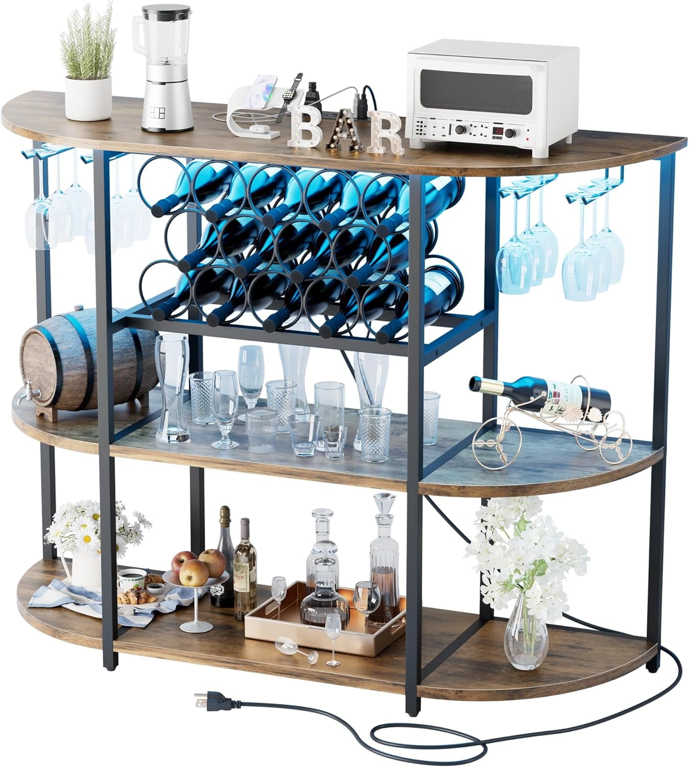 XgoodX Wine Bar Cabinet with LED Light and Charging Station ...