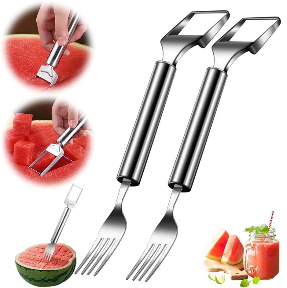 Xhegex 2PCS Watermelon Fork Cutter, 2-in-1 Stainless Steel Cutters ...