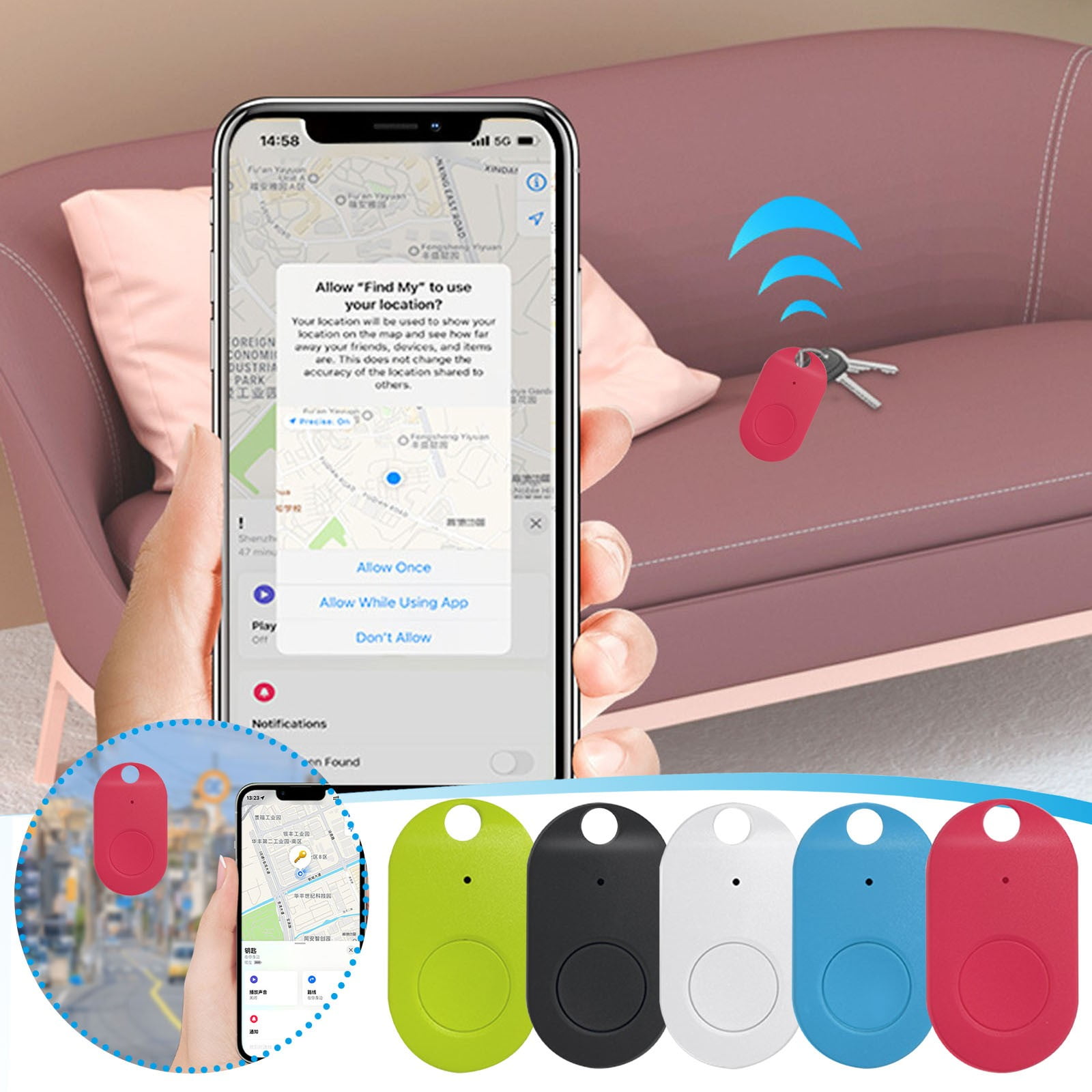 Xhegex Bluetooth Lost Device Tracker - Key Finder with Two-Way Alert ...